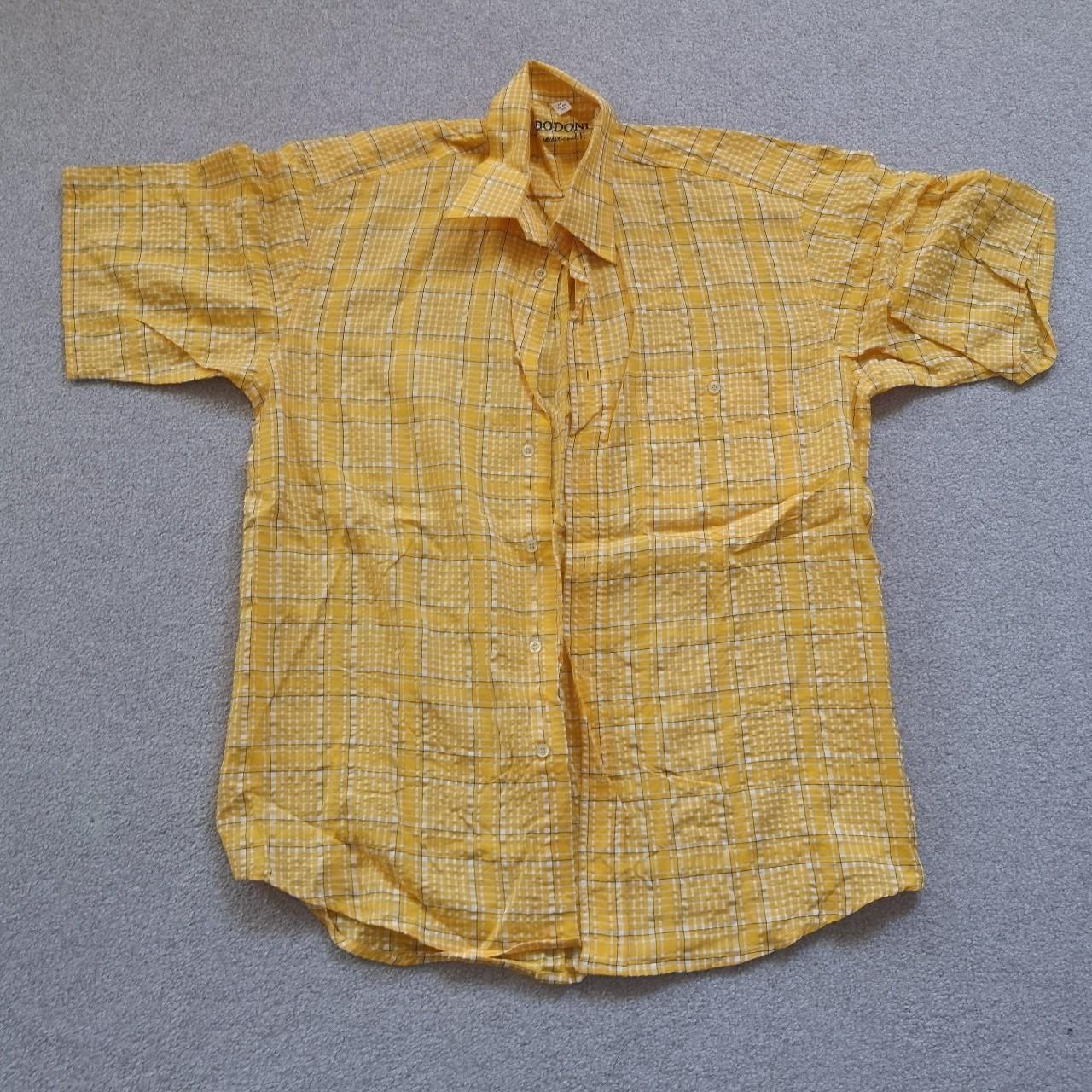 Vintage Men's Yellow Checkered Shirt Size M - Depop