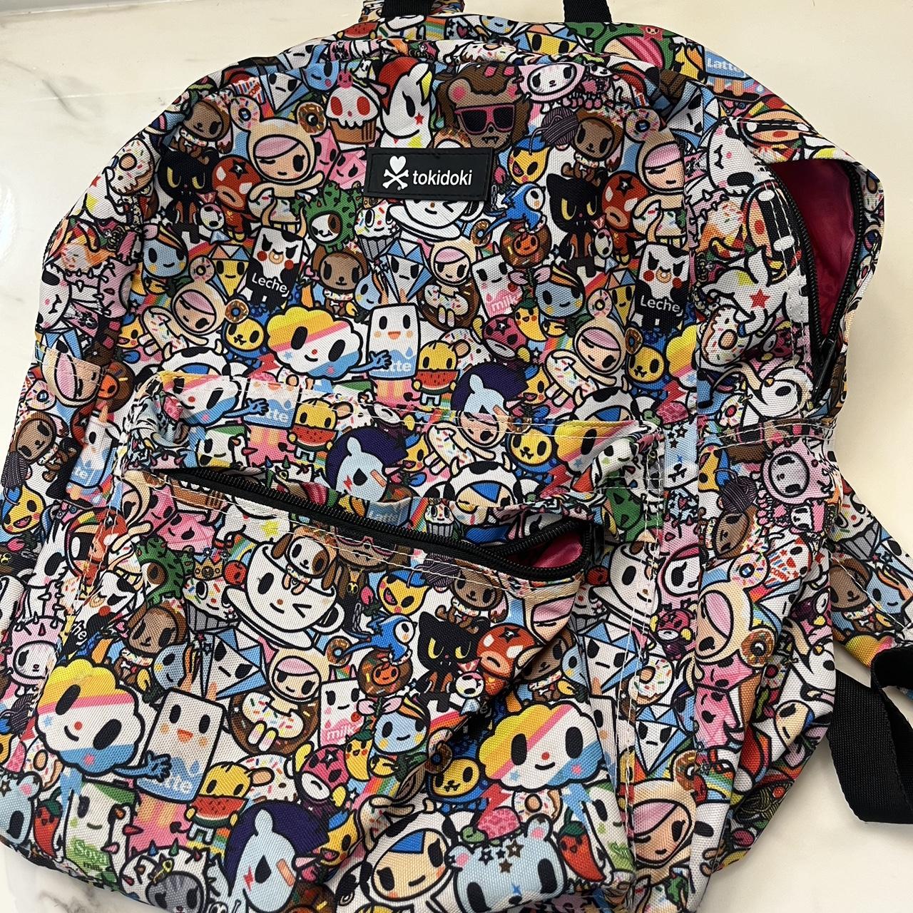 Tokidoki character multi-coloured backpack with 2... - Depop