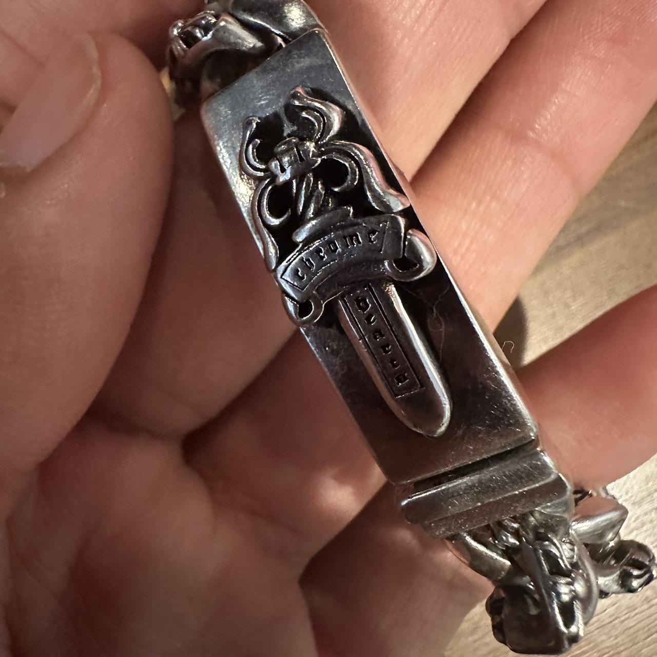 Chrome Hearts dagger Silver Punk retro Bracelet with... - Depop