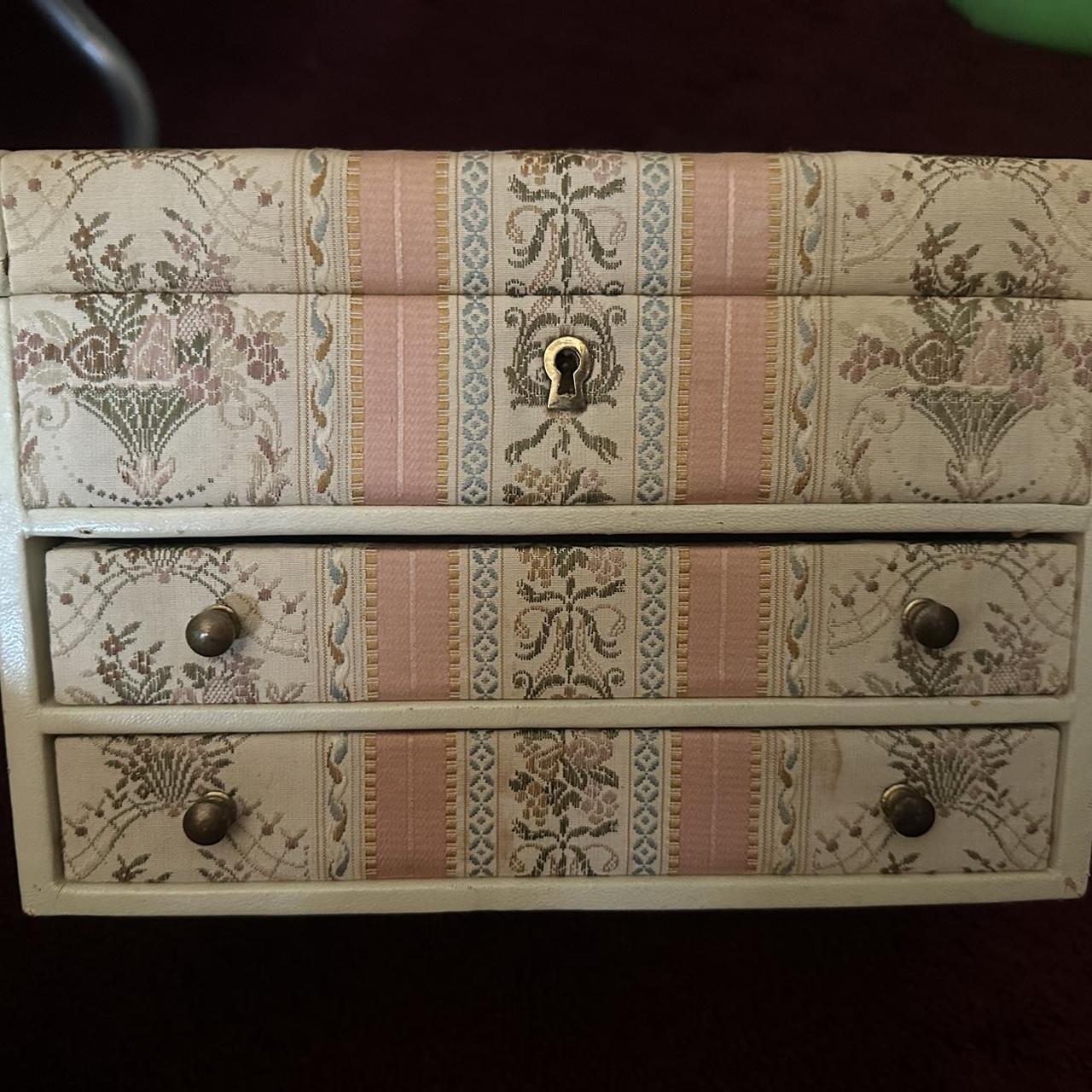 Pink and cream jewellery box with 3 drawers and 1... - Depop