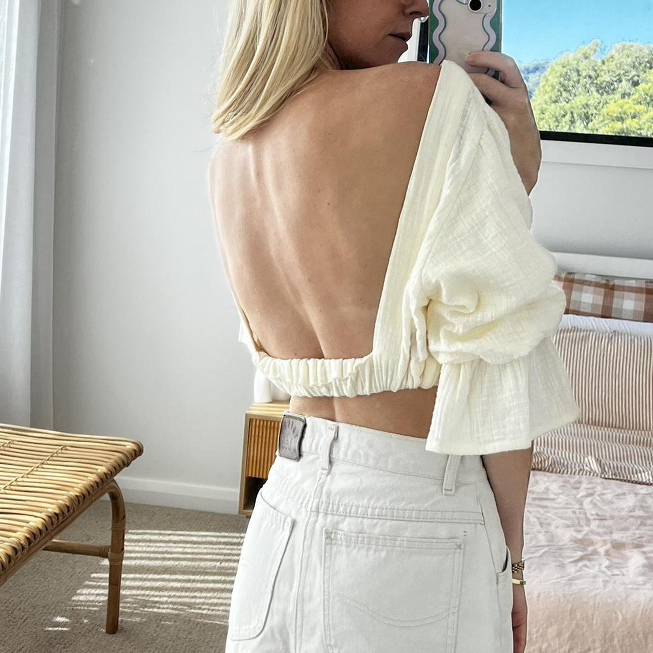 Cute Cream Backless top Only worn a couple of... - Depop