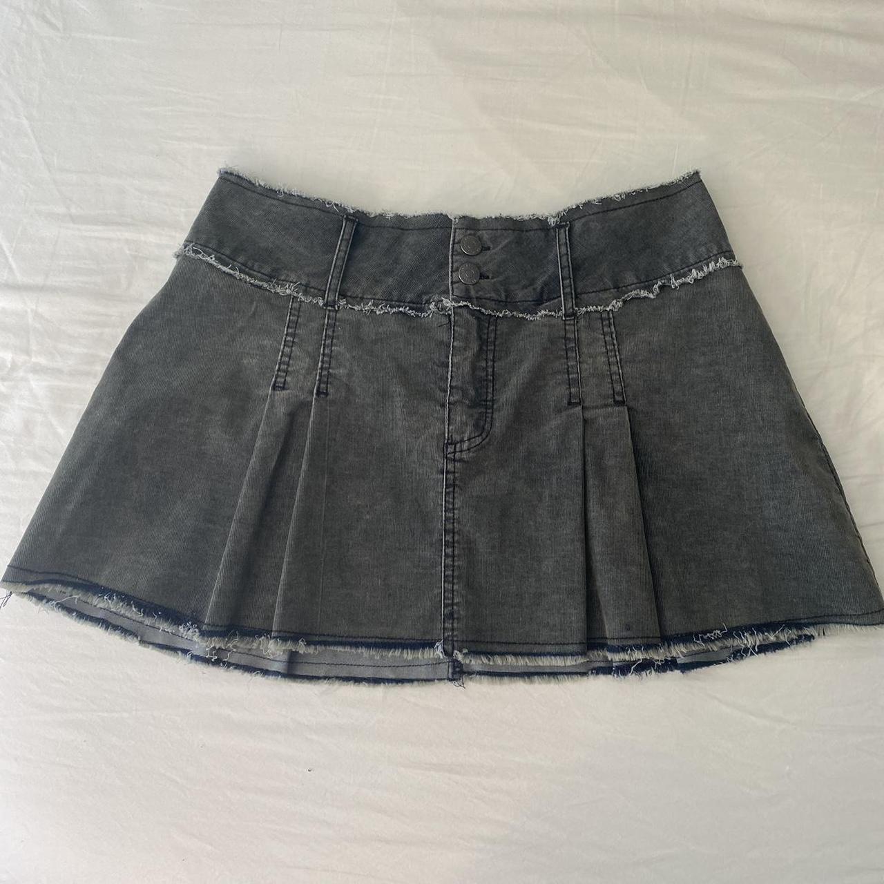 Perfect Grey Mini Pleated Denim Skirt By Bdg In Depop