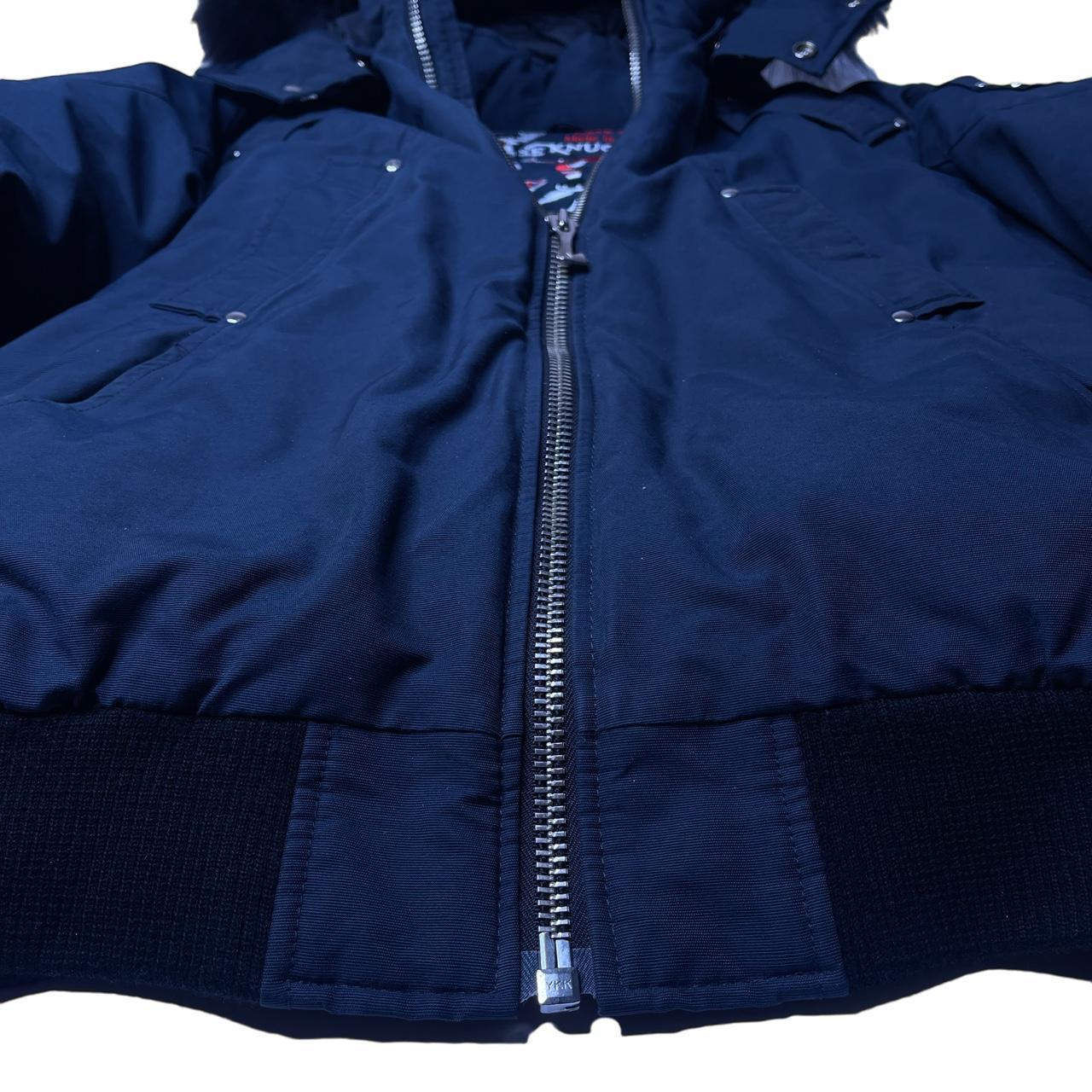 Moose knuckles black goose down jacket with black... - Depop