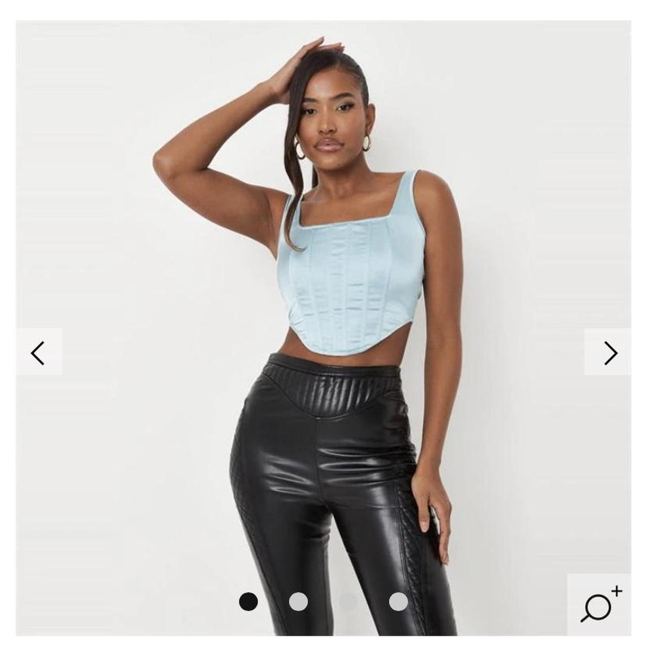 Black, satin, and cropped corset top!! Brand new... - Depop