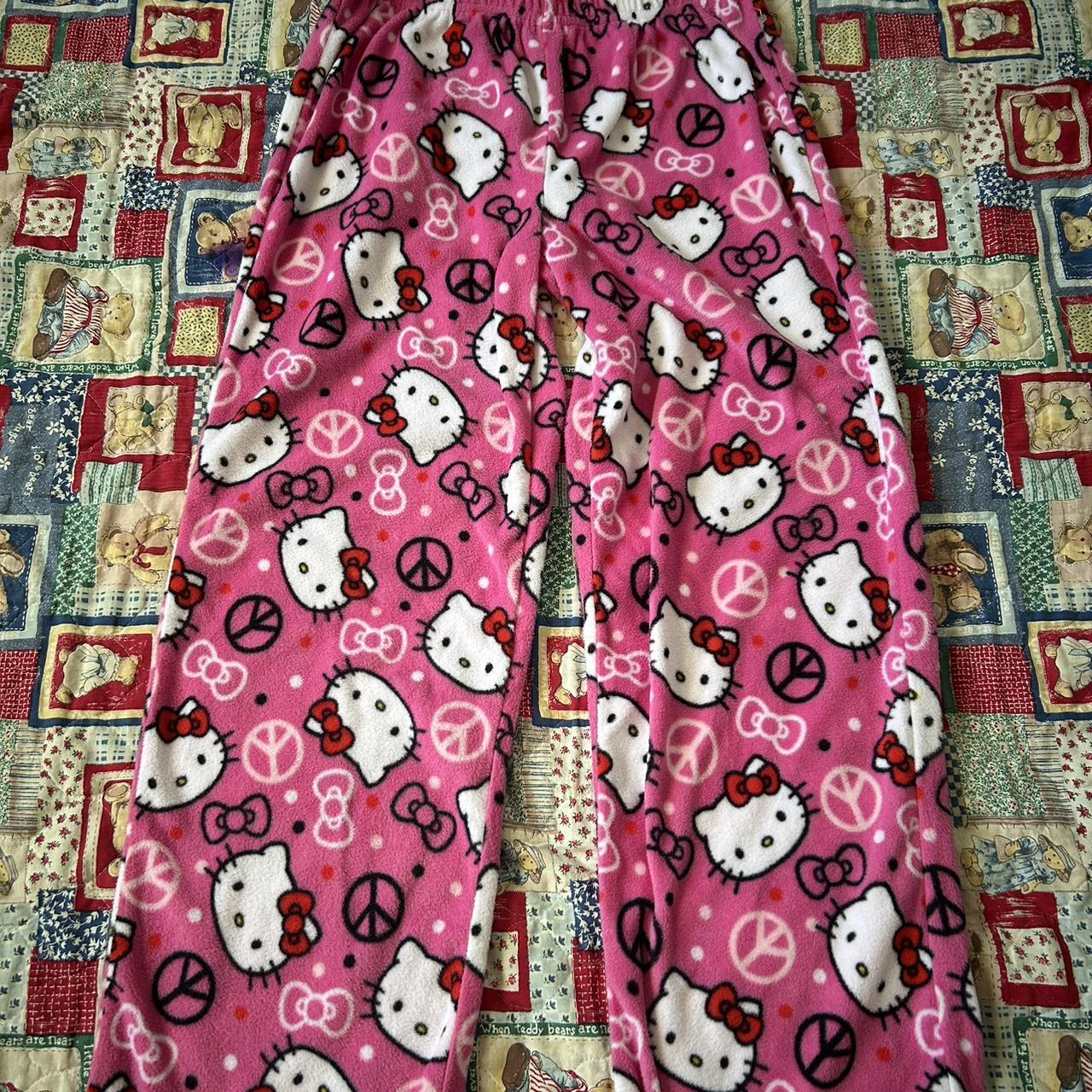 Pink hello kitty pj pants in a size kids large brand... - Depop