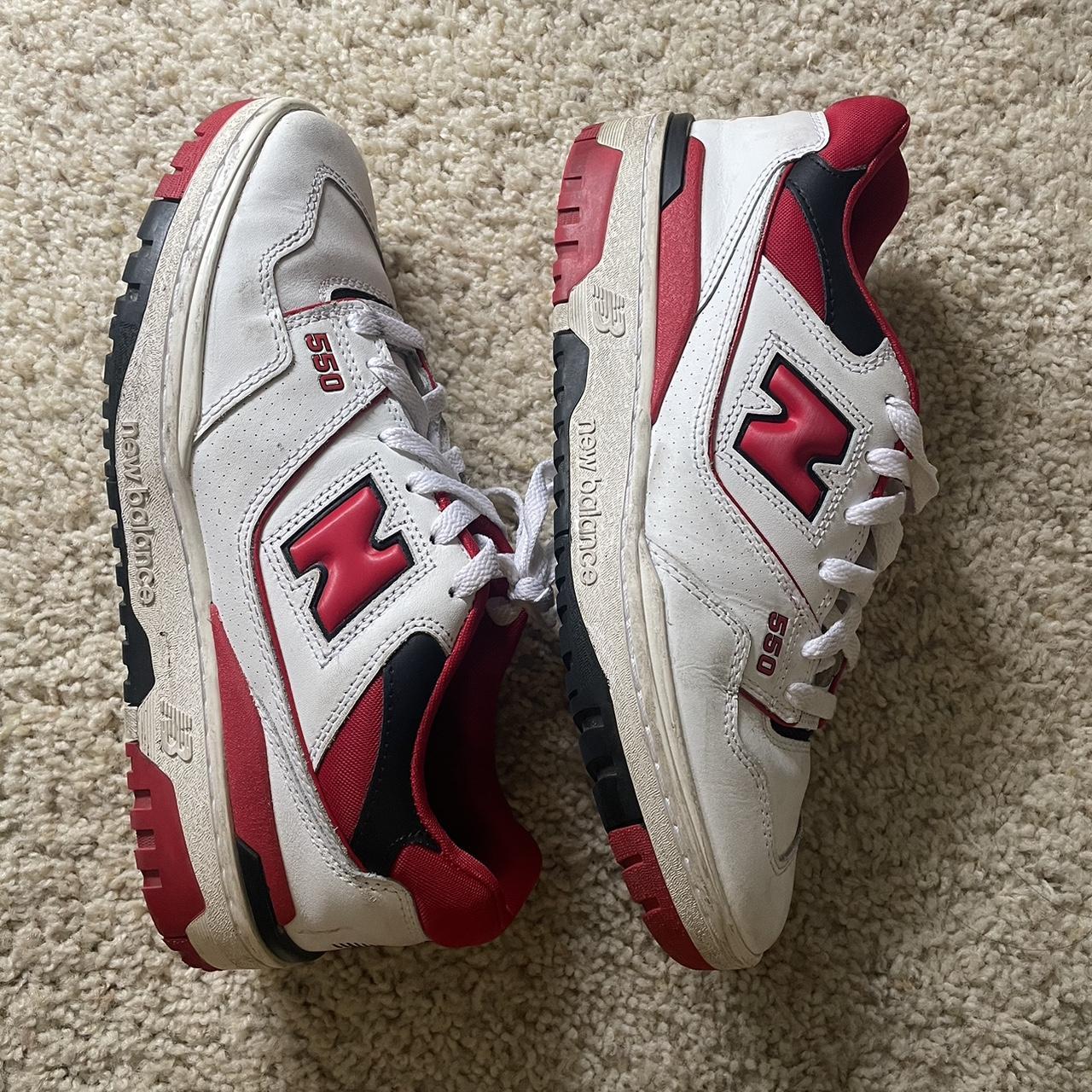 New Balance 550 Red size 8.5 worn a good amount... - Depop