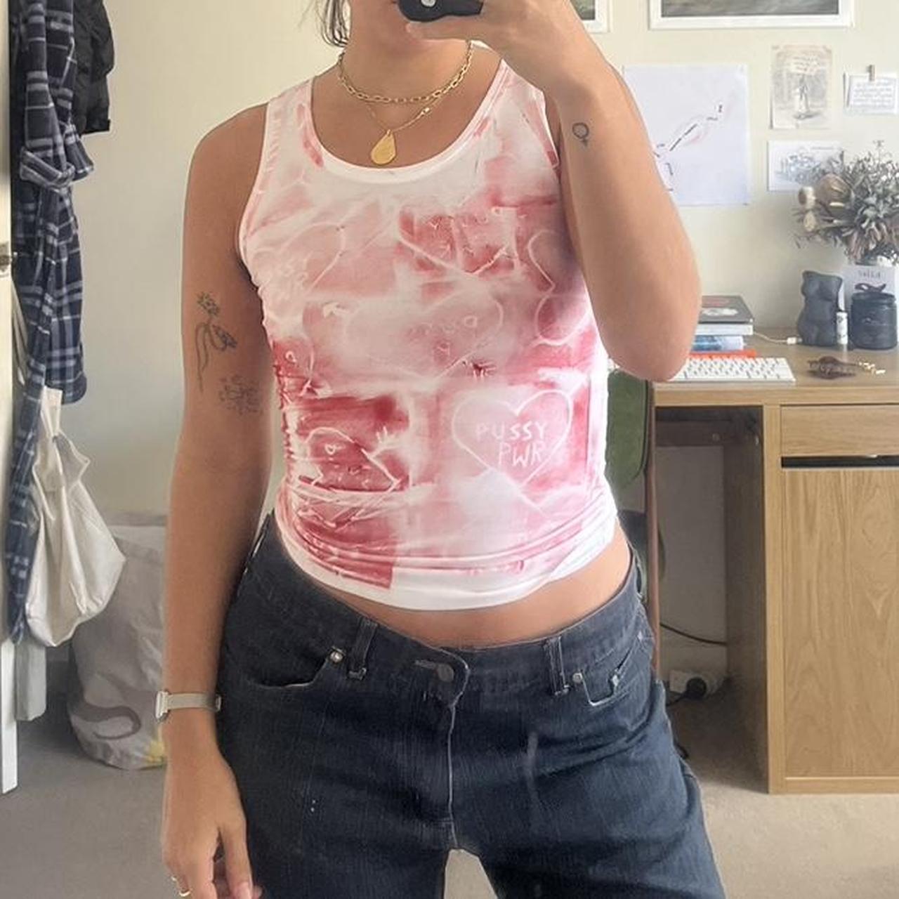 block printed pussy power upcycled... - Depop