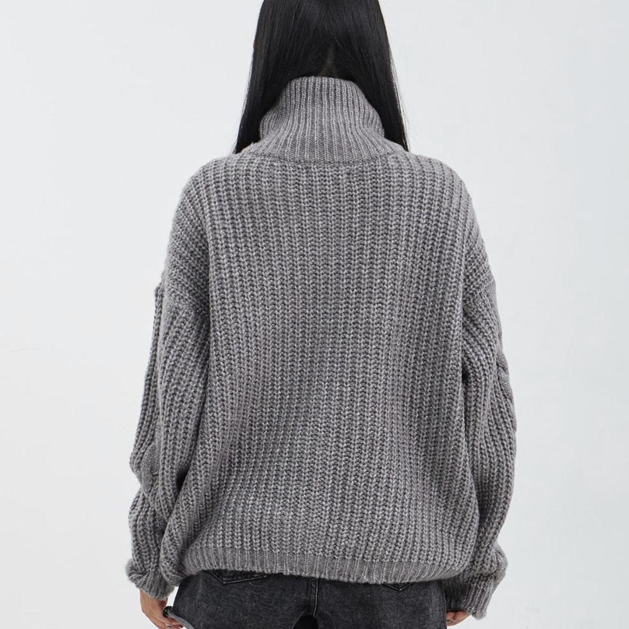 Oversized Zip up Knit Sweater korean style knit -... - Depop