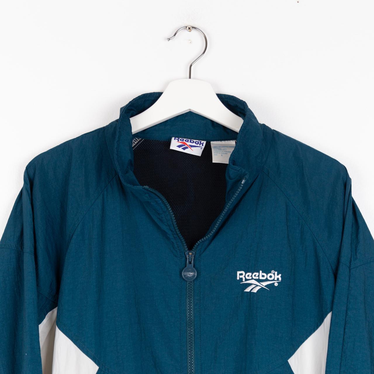 Vintage Reebok Shell Track Jacket Mens LARGE Teal... - Depop