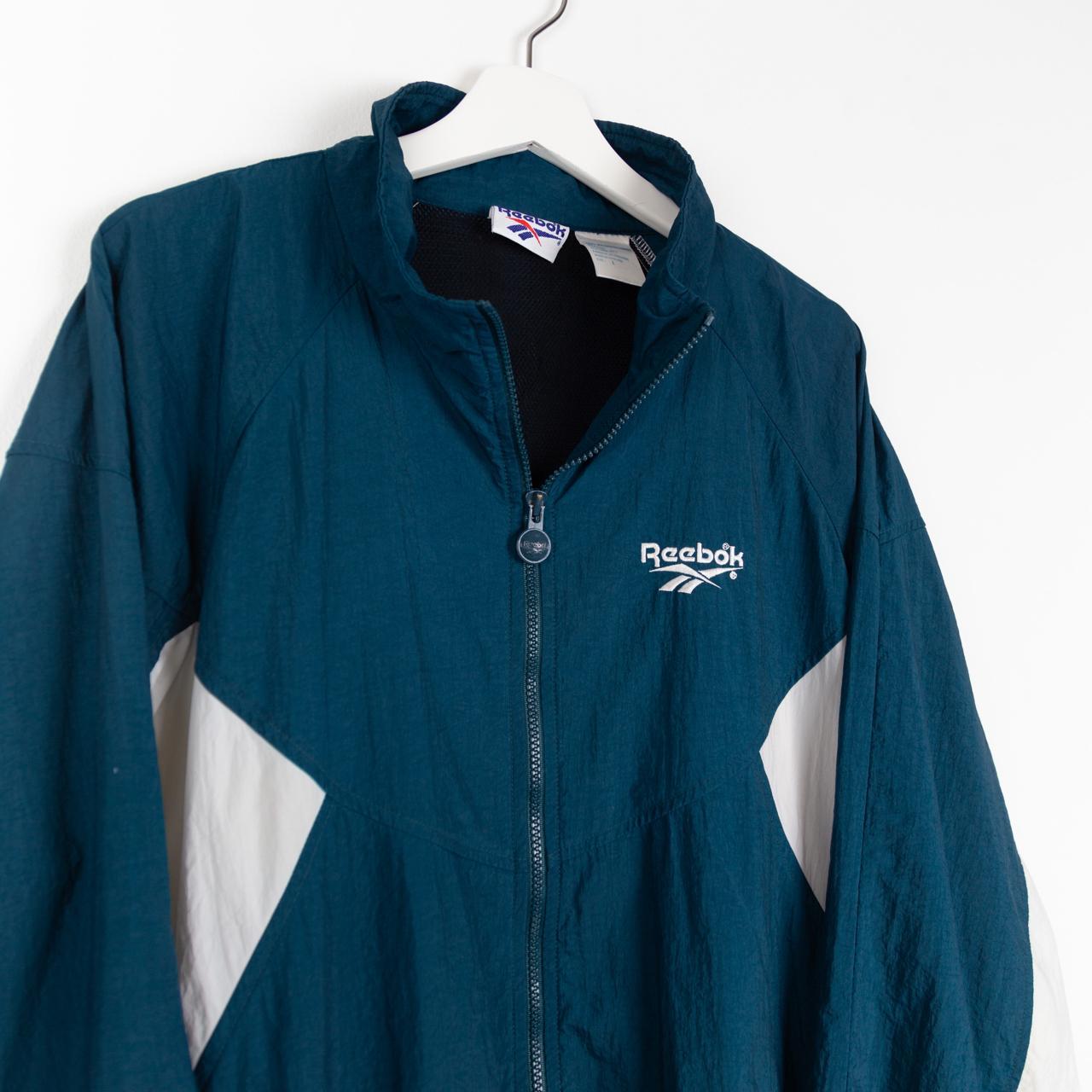 Vintage Reebok Shell Track Jacket Mens LARGE Teal... - Depop