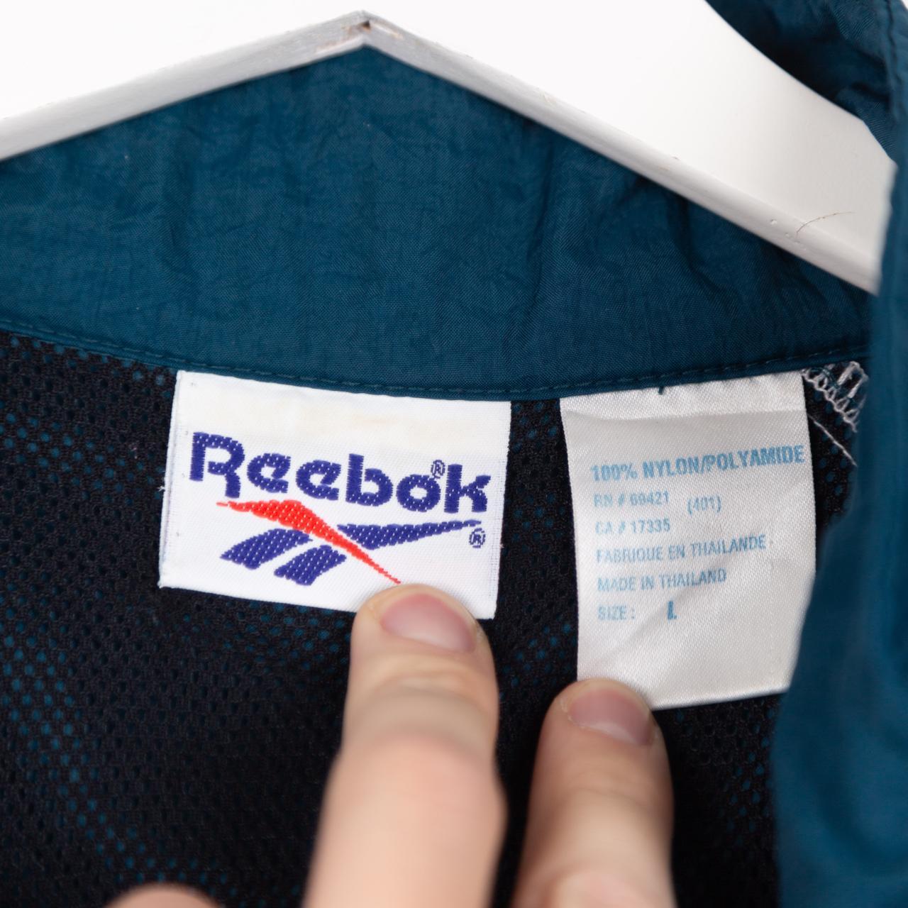 Vintage Reebok Shell Track Jacket Mens LARGE Teal... - Depop