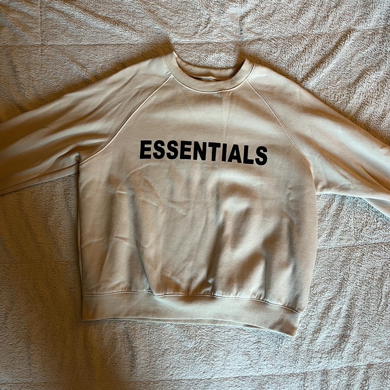 tan essentials fear of god crewneck, def fake but... - Depop