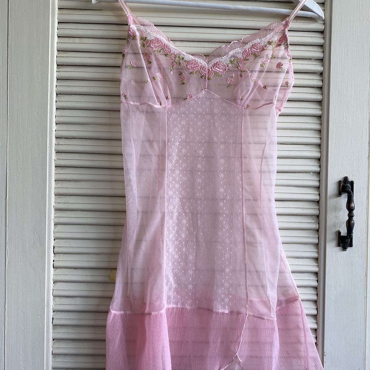 Beautiful pink sheer dress Rose bud by Vivian No... - Depop