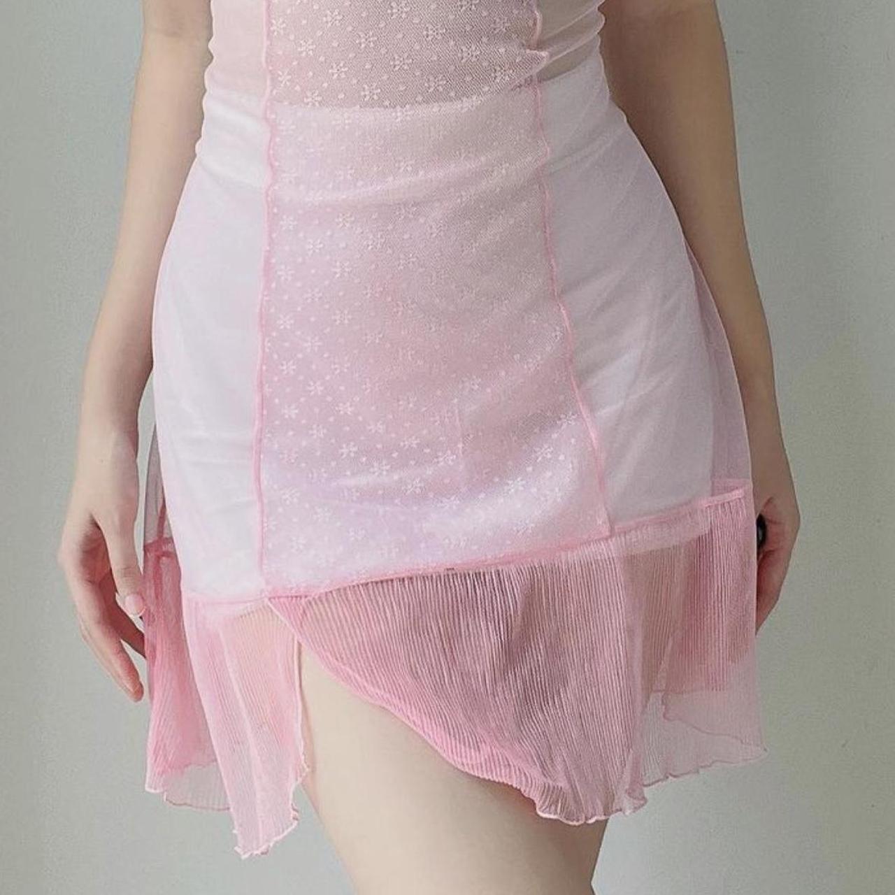 Beautiful pink sheer dress Rose bud by Vivian No... - Depop