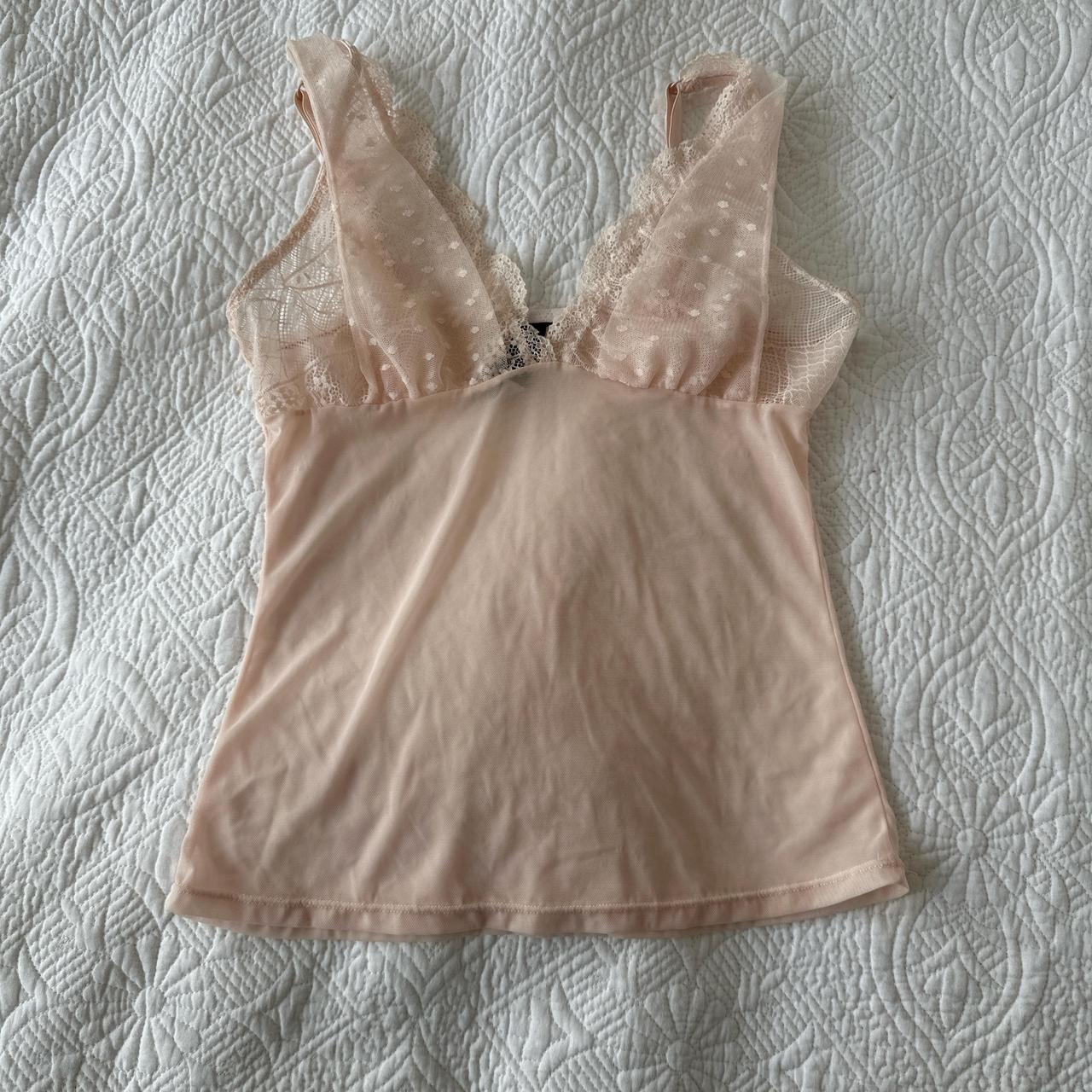 Micro mash material Cream cami Size S Adjustable... | Depop