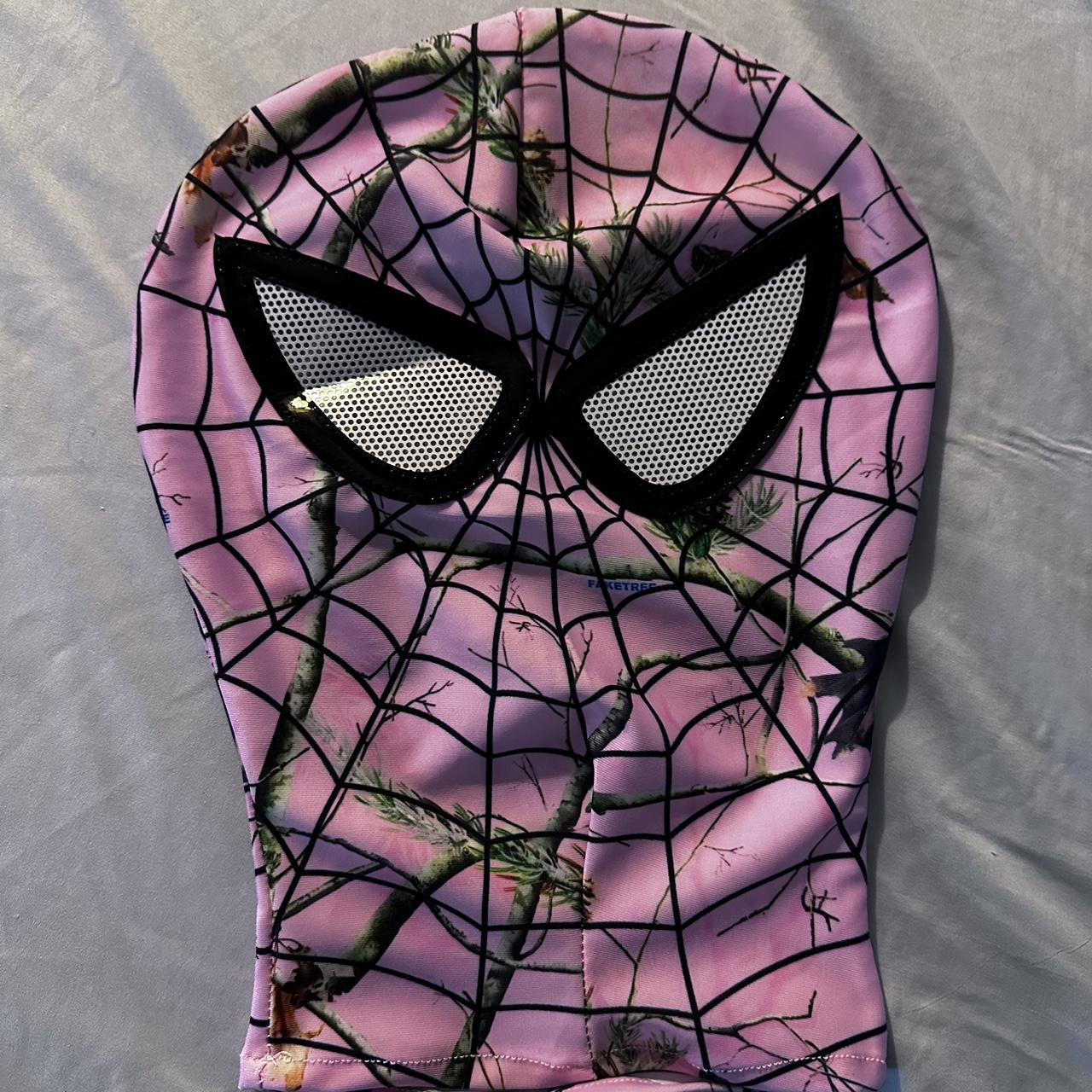Pink FakeTree spidy mask tried on but never really worn - Depop