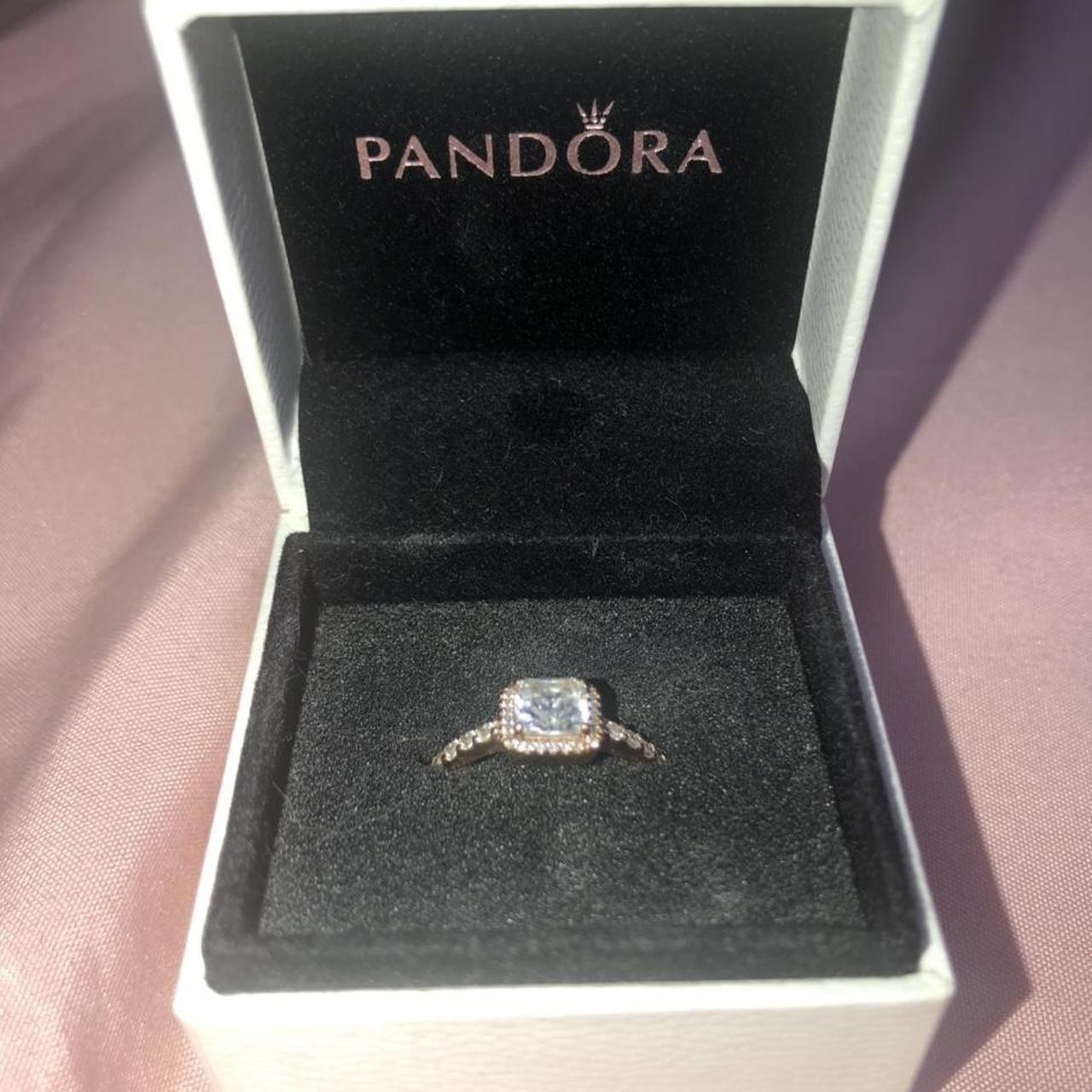 Authentic Pandora Ring Rose Gold Square Worn once... - Depop