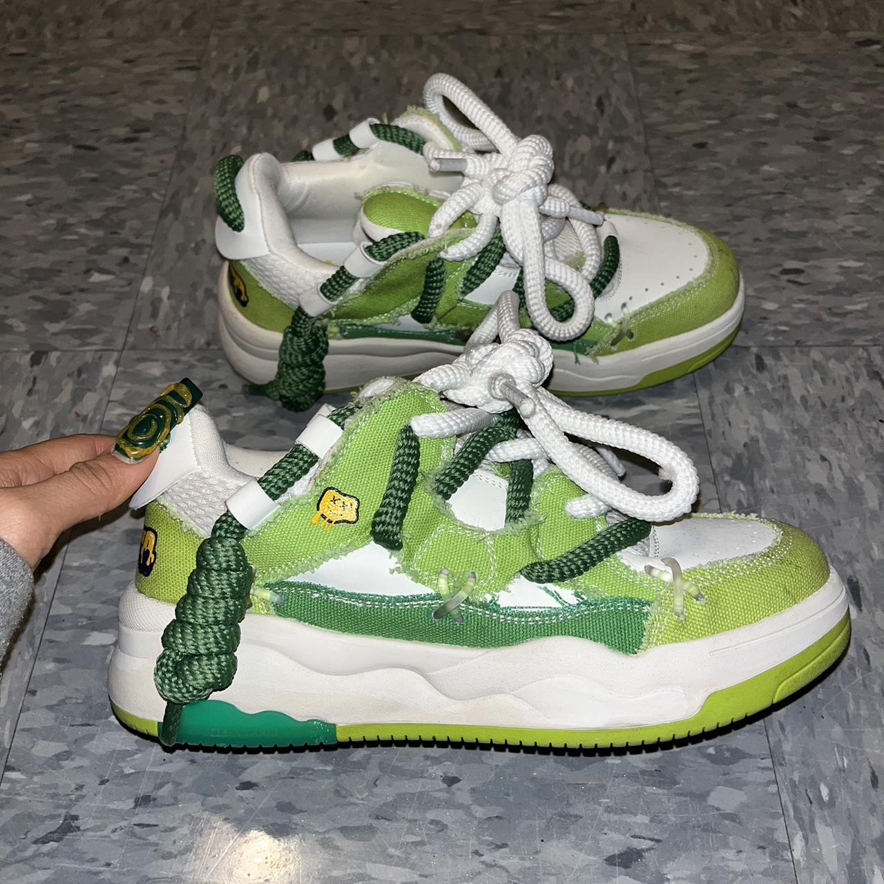 Chunky Green Sneakers Worn ONCE In great... - Depop