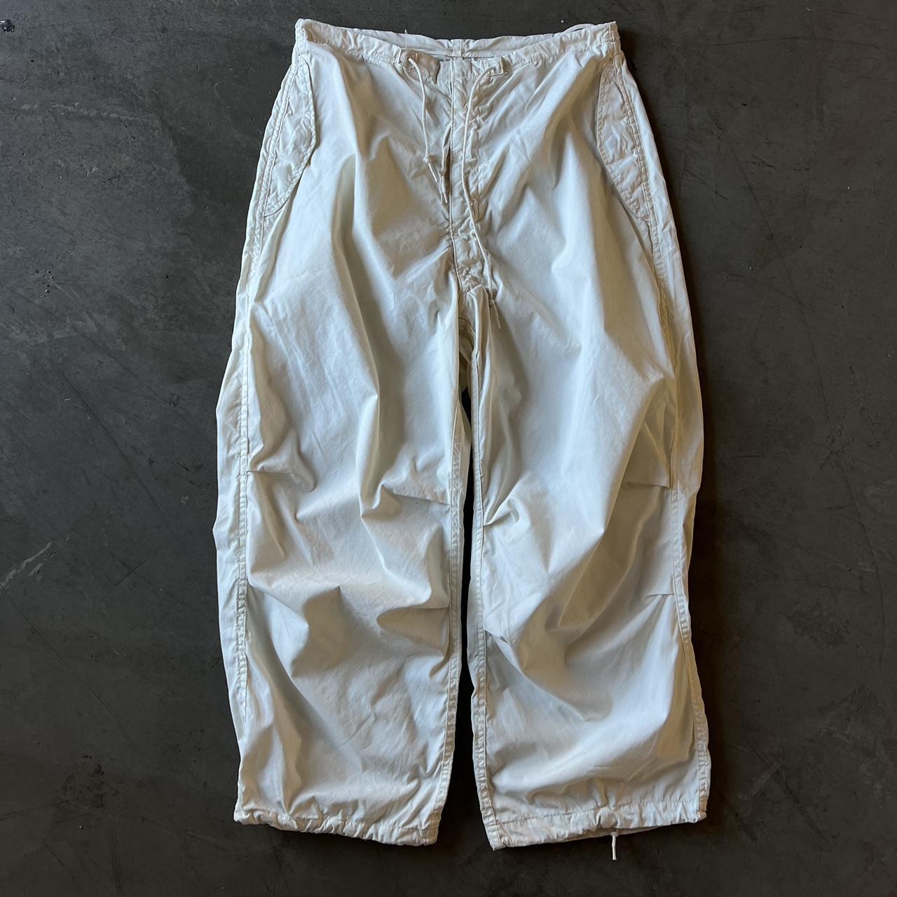 VTG 90s Military White OverPants Waist: 26-31... - Depop