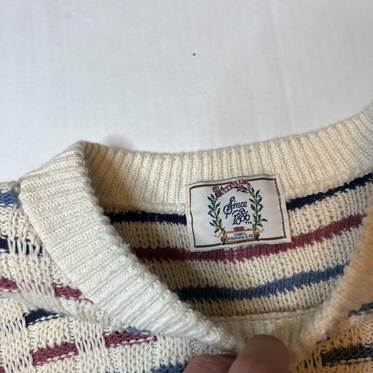 vintage 90s multi color pattern sweater size xl 9/10... - Depop