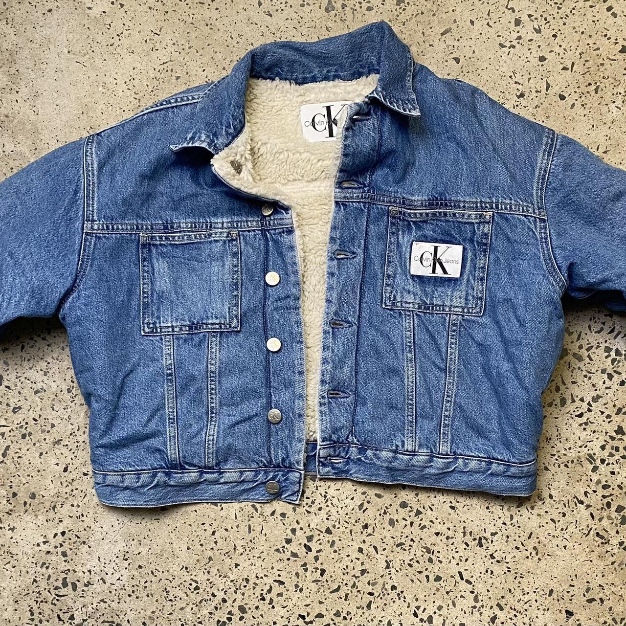Calvin Klein denim jacket with Sherpa inside - Depop