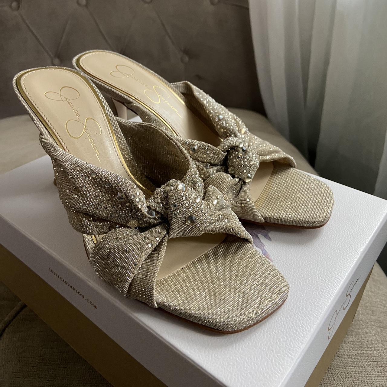 Jessica Simpson Heels Beautiful Sparkling Gold Shoes... - Depop