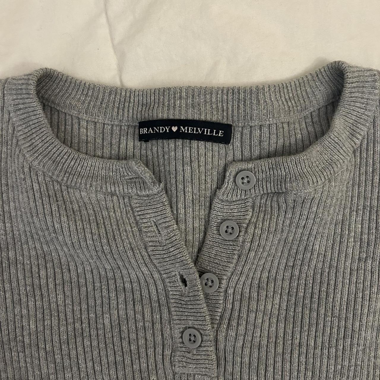 brandy melville grey button up longsleeve • grey,... - Depop