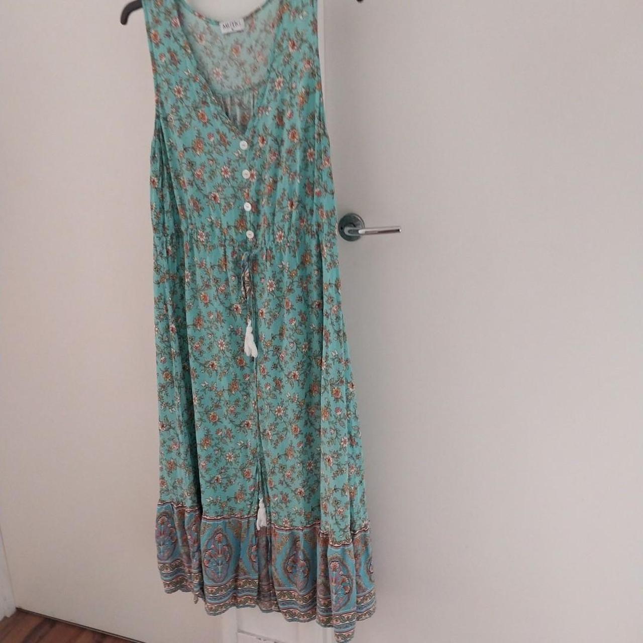 MUTIG 🌺M🌺 FRILLED BOHO MAXI DRESS UNDERARM TO... - Depop