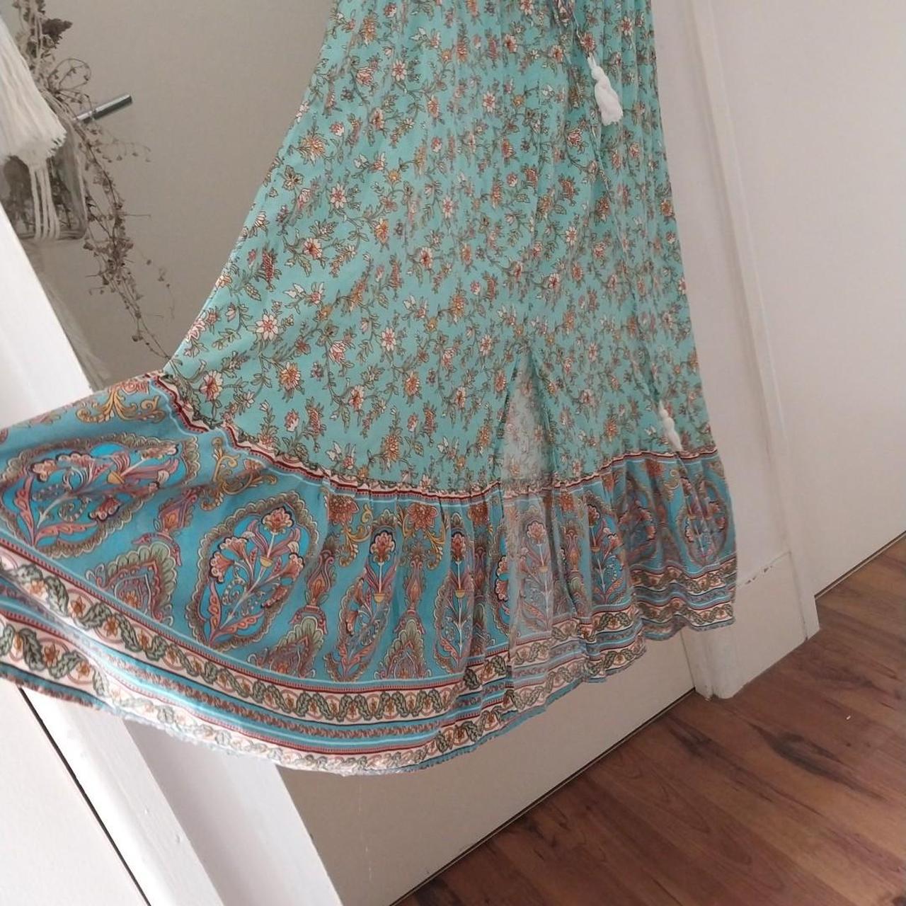 MUTIG 🌺M🌺 FRILLED BOHO MAXI DRESS UNDERARM TO... - Depop