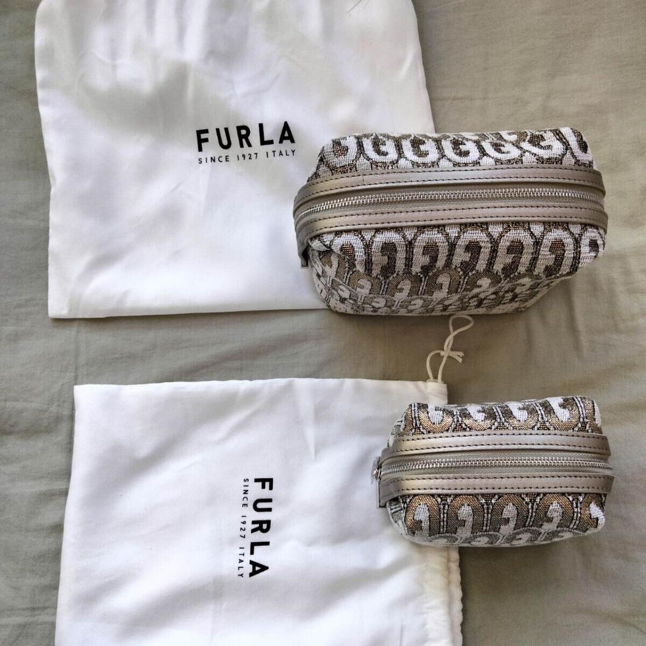 Furla Cream Opportunity Beauty Case Set Embellished... - Depop