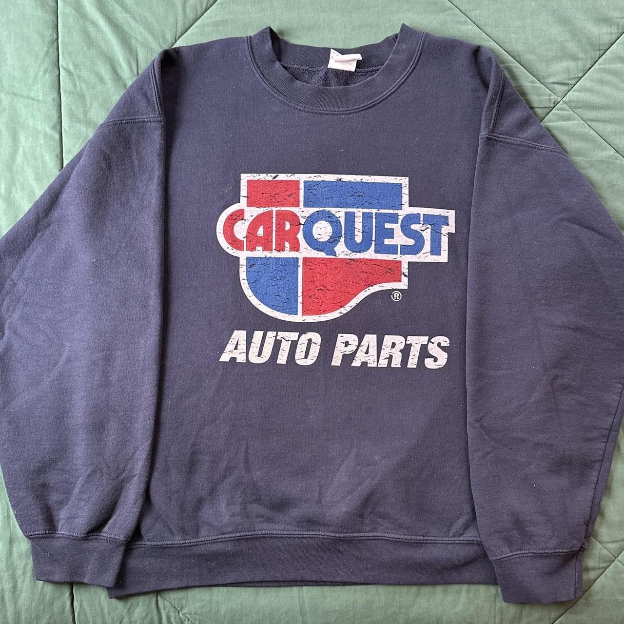Vintage Navy Carquest Auto Parts Sweater - Depop