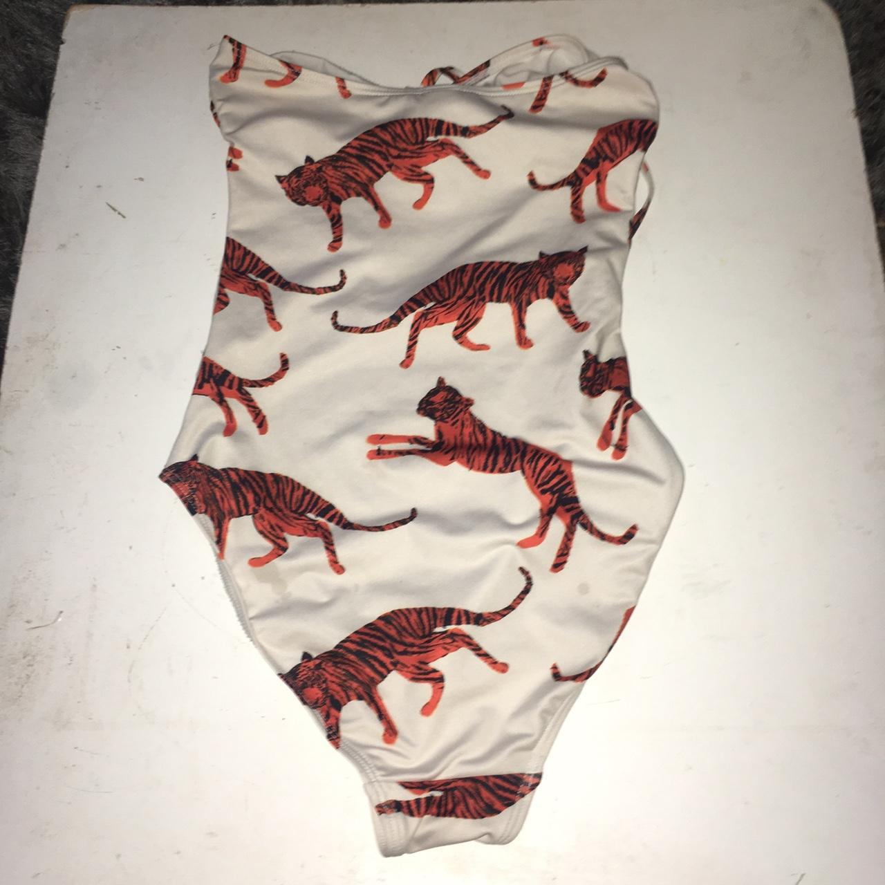 Ladies stunning next white tiger print bathers size... - Depop