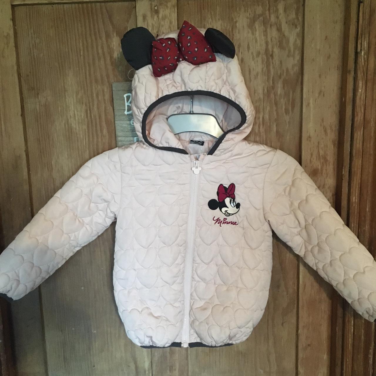Girls pink Disney padded jacket Minnie Mouse hoed... - Depop