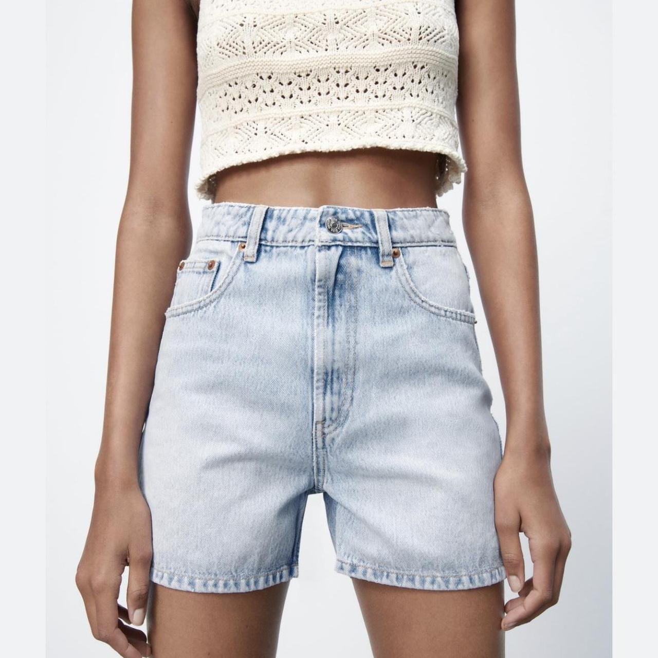 Zara jean shorts light wash size 4 fits like size 2.... - Depop