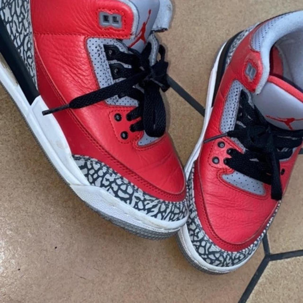 jordan 3 red, hood condition - Depop
