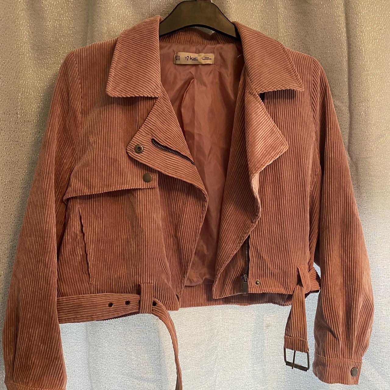 ribbed sued pink jacket barley worn - Depop