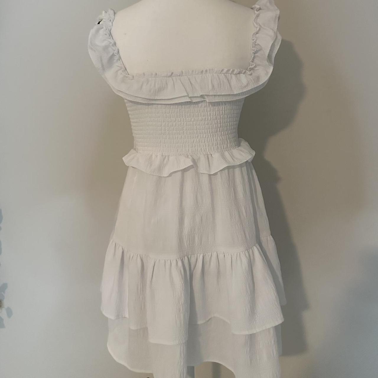 White frilly cottagecore sundress! Sleeves can be... - Depop