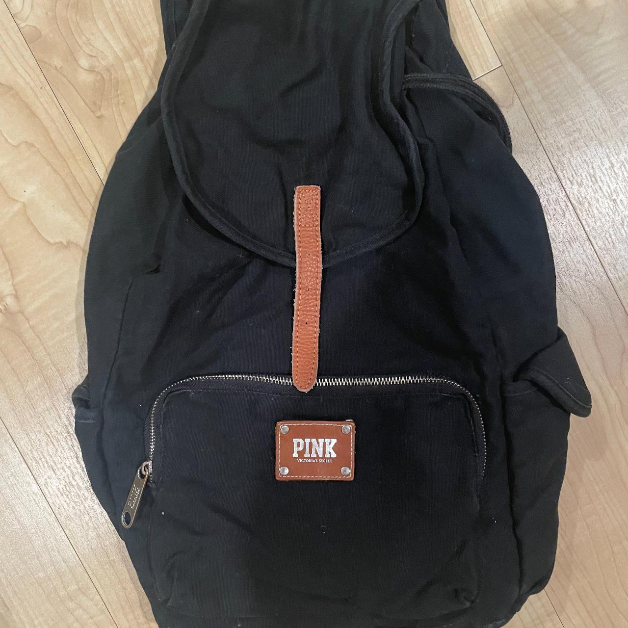 PINK Victoria Secret Black Backpack Good Condition... - Depop