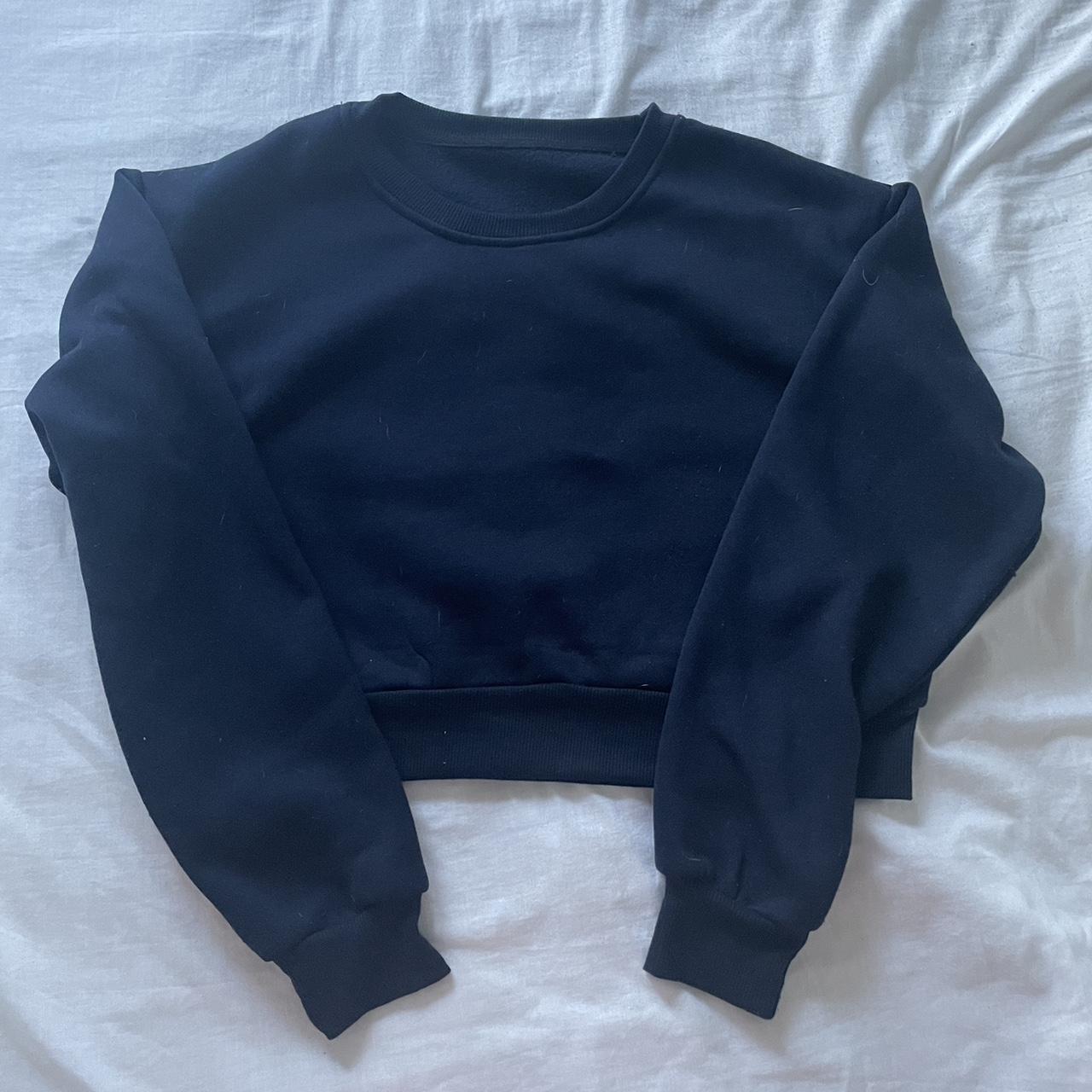 Shein navy blue cropped sweatshirt Worn once... - Depop