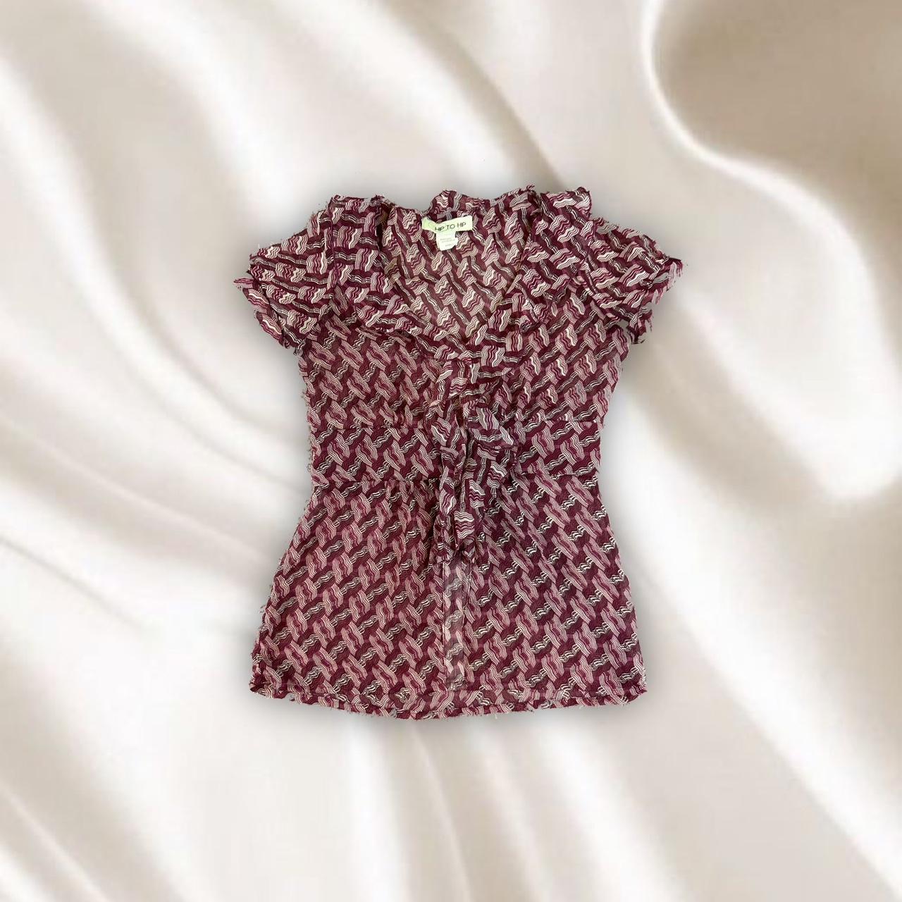 mesh ruffle top * this is a lil see thru!! * v neck... - Depop