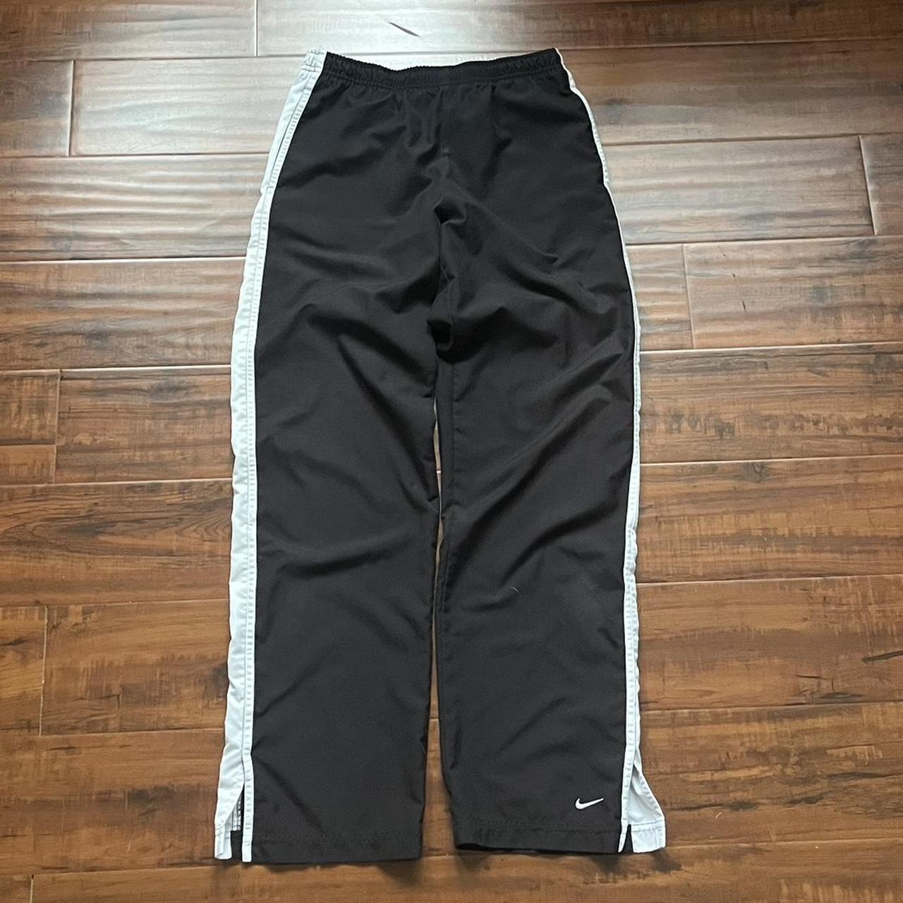 Nike track pants Black with white stripes Size... - Depop