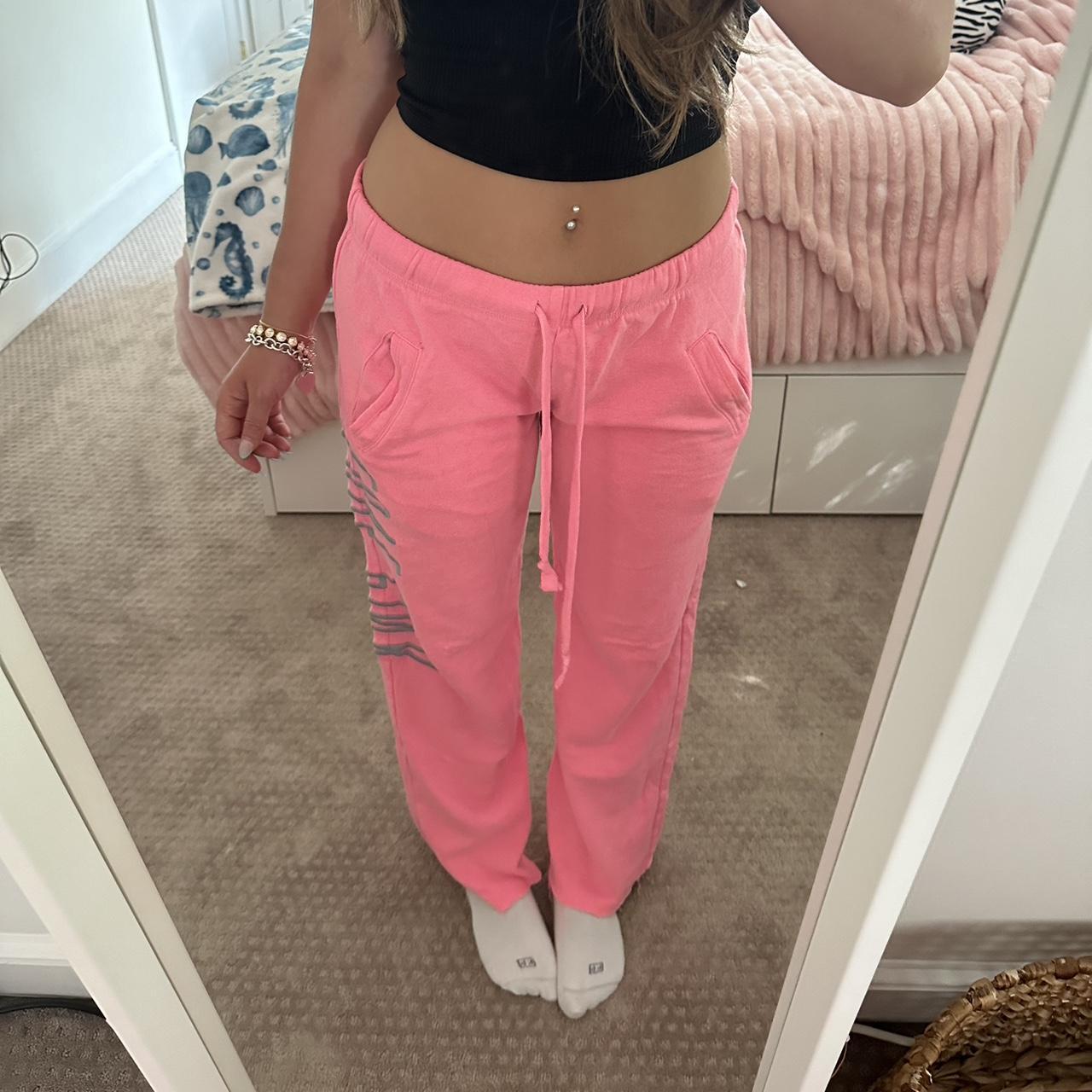 - pink "love pink" sweatpants - so cute and comfy -... - Depop
