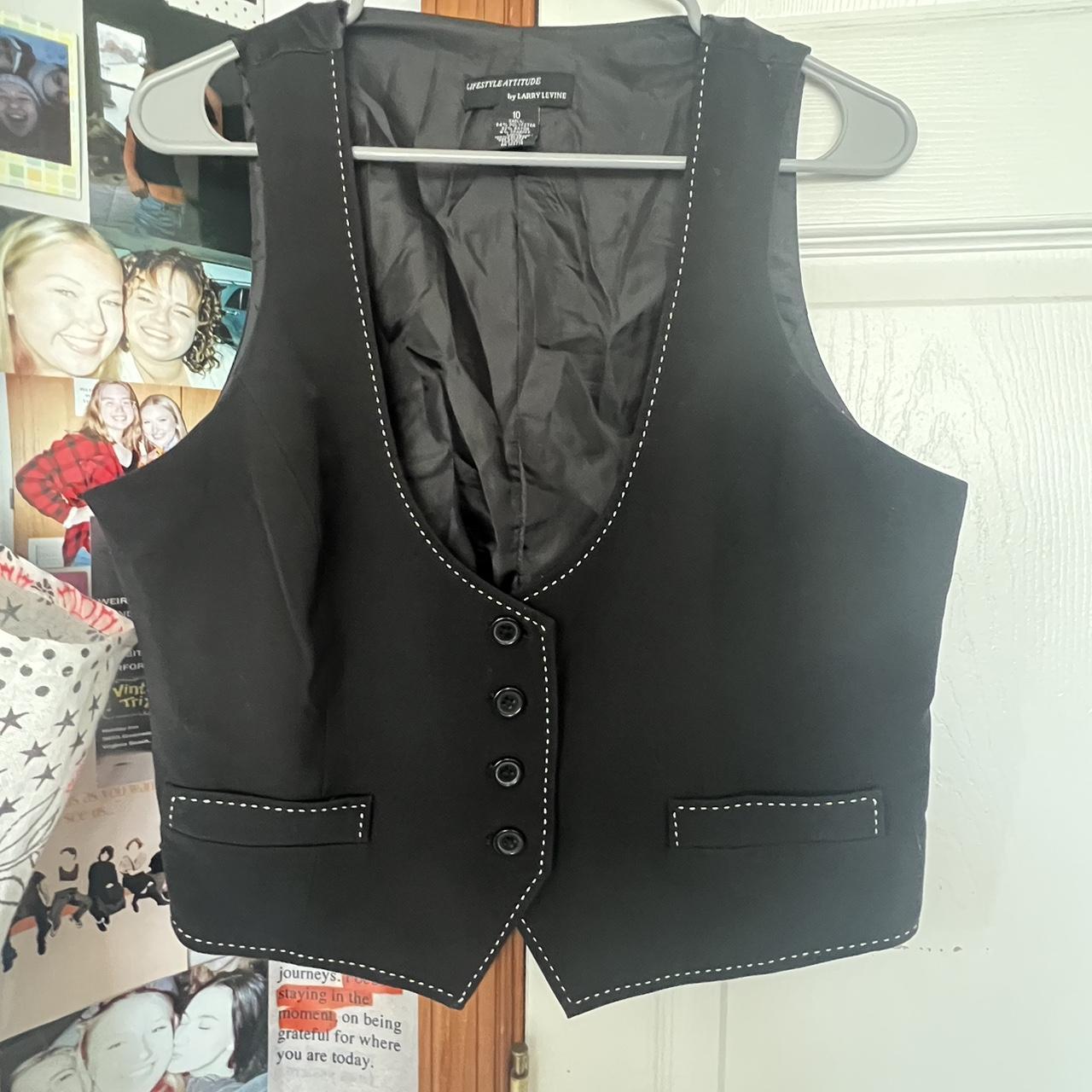 sassy black dotted line stitching VEST (two small... - Depop