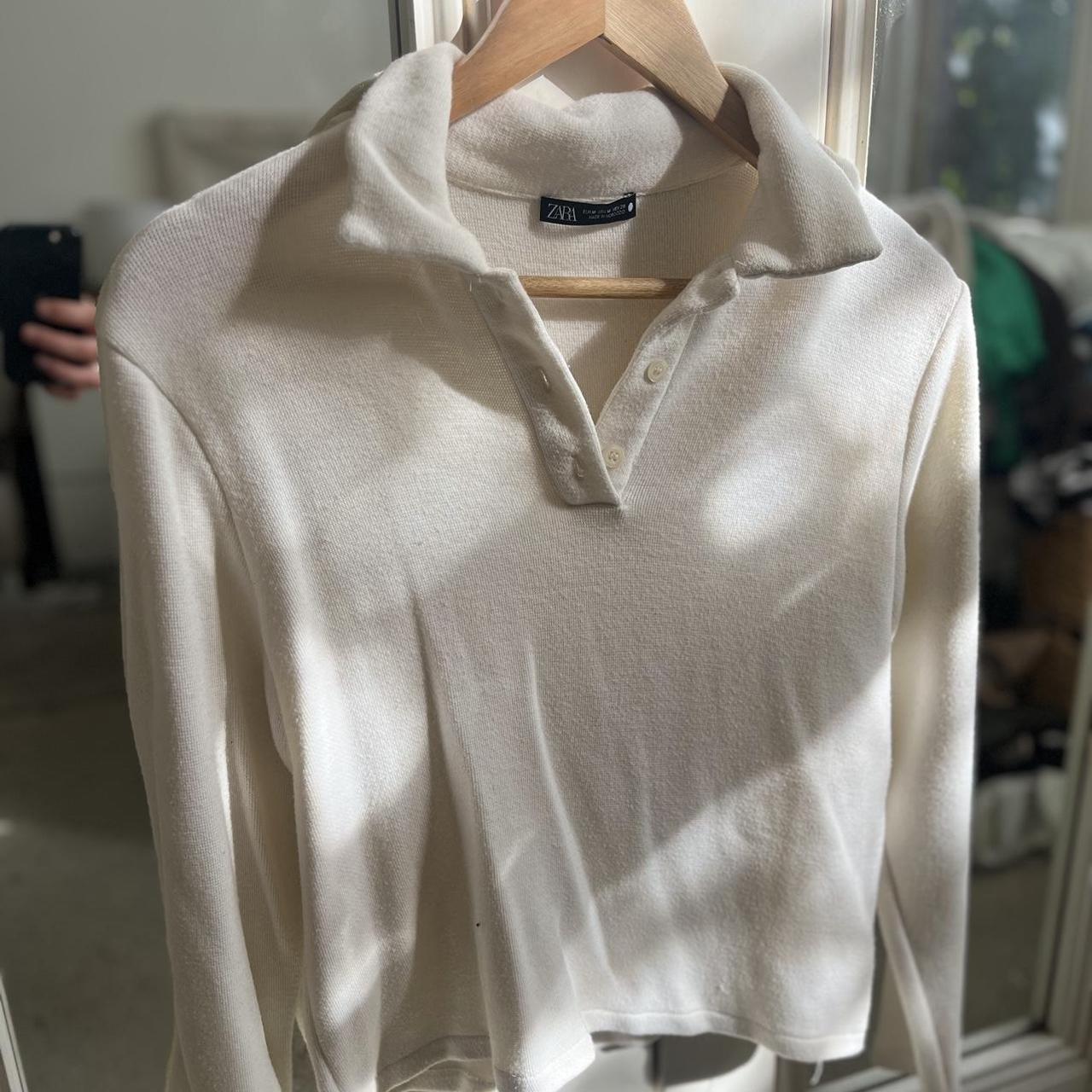 Zara soft collared knit top/jumper Size Medium... - Depop