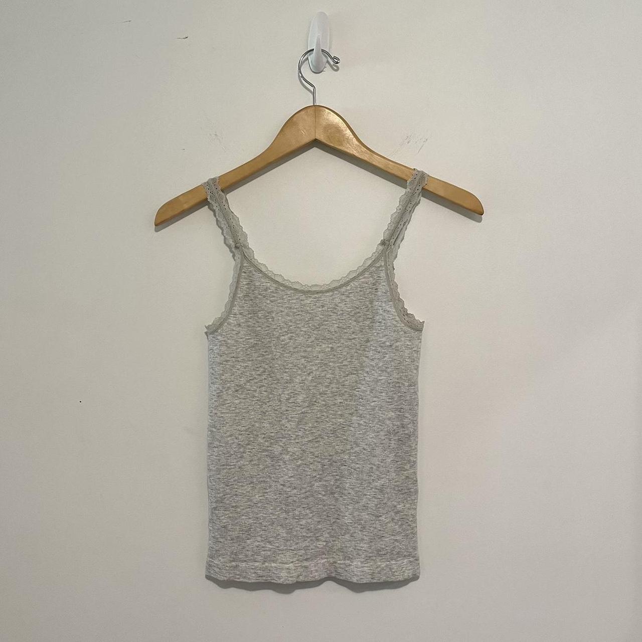 light gray tank with lace straps no flaws! size:... - Depop