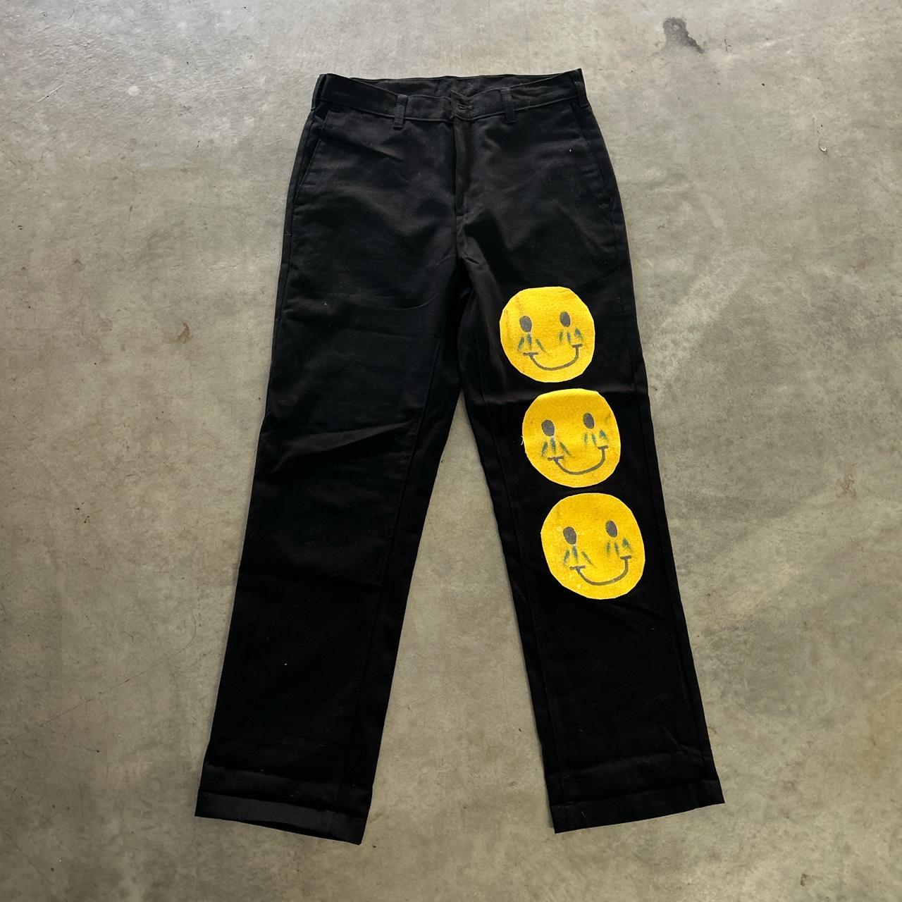 funky smiley pants they’re iron on patches on just... - Depop