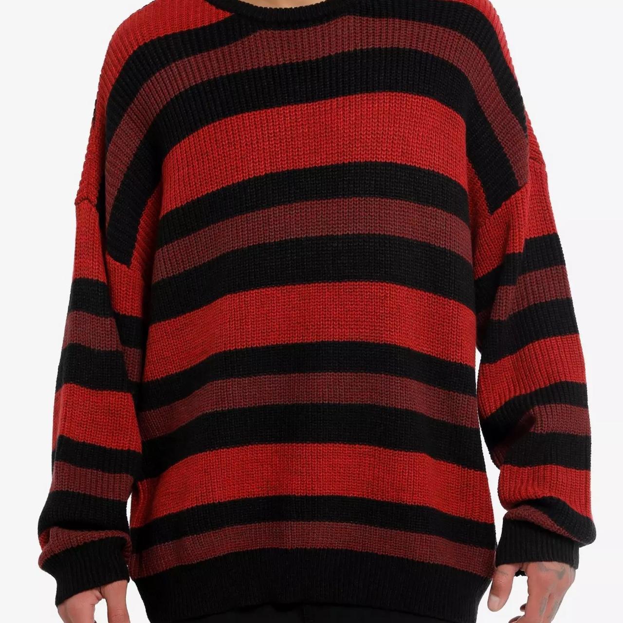 red and black striped sweater from hot topic! size... - Depop
