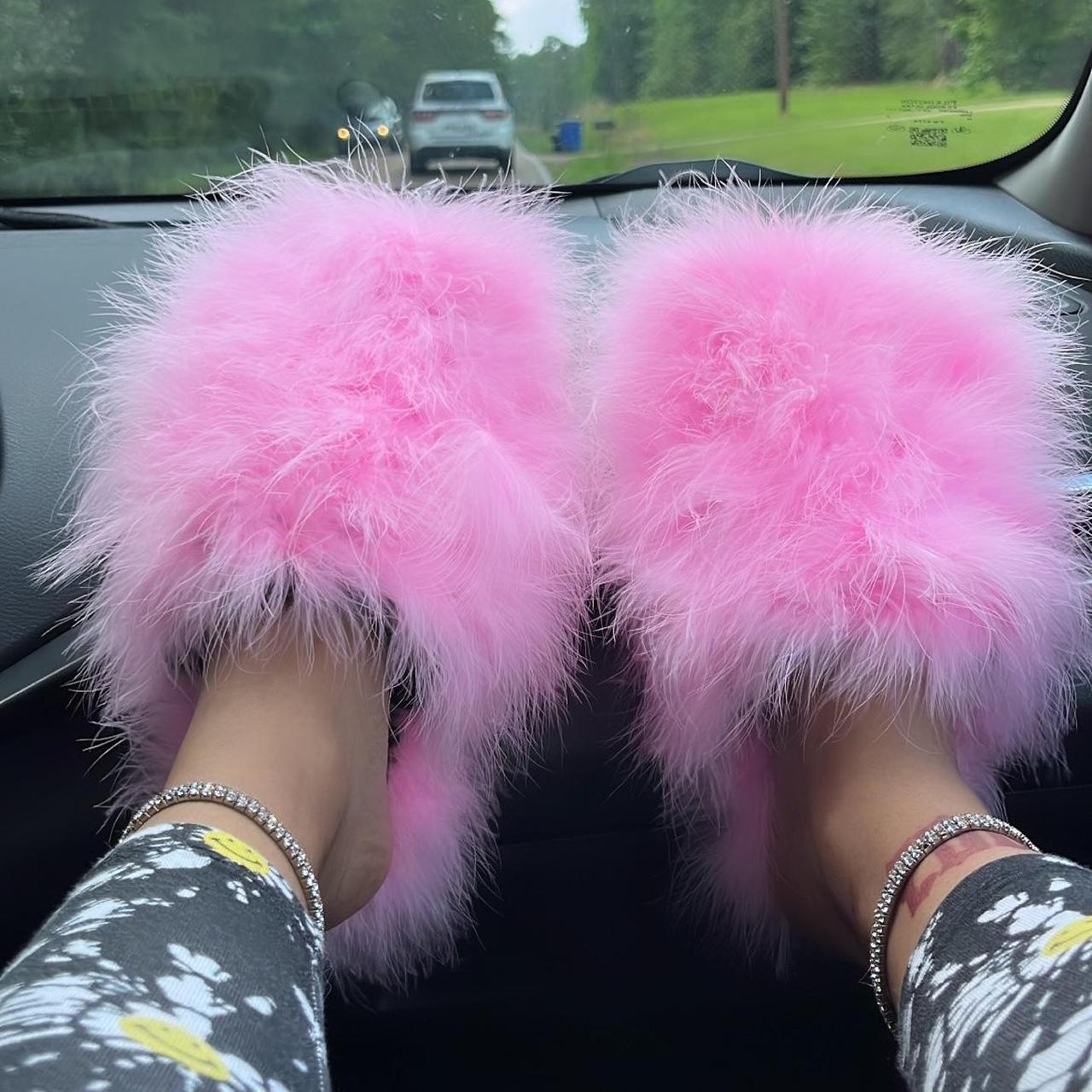 PINK FRENZY SLIDES 🐨 very comfy ? hard bottom and... - Depop