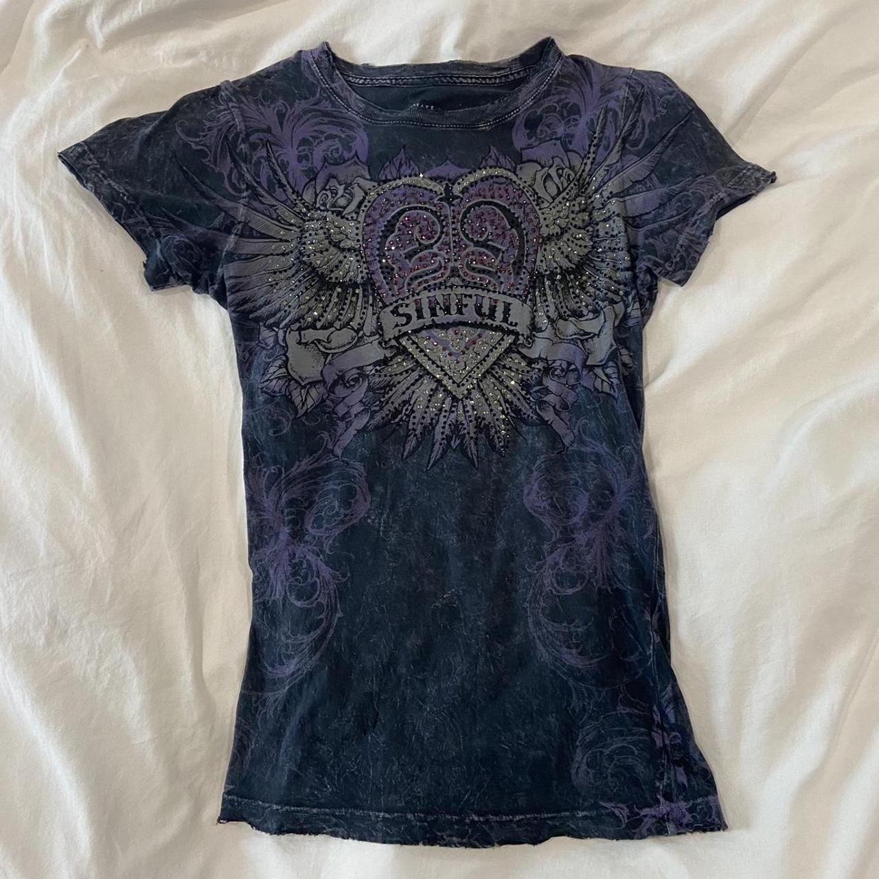 Affliction Women's Purple Shirt | Depop