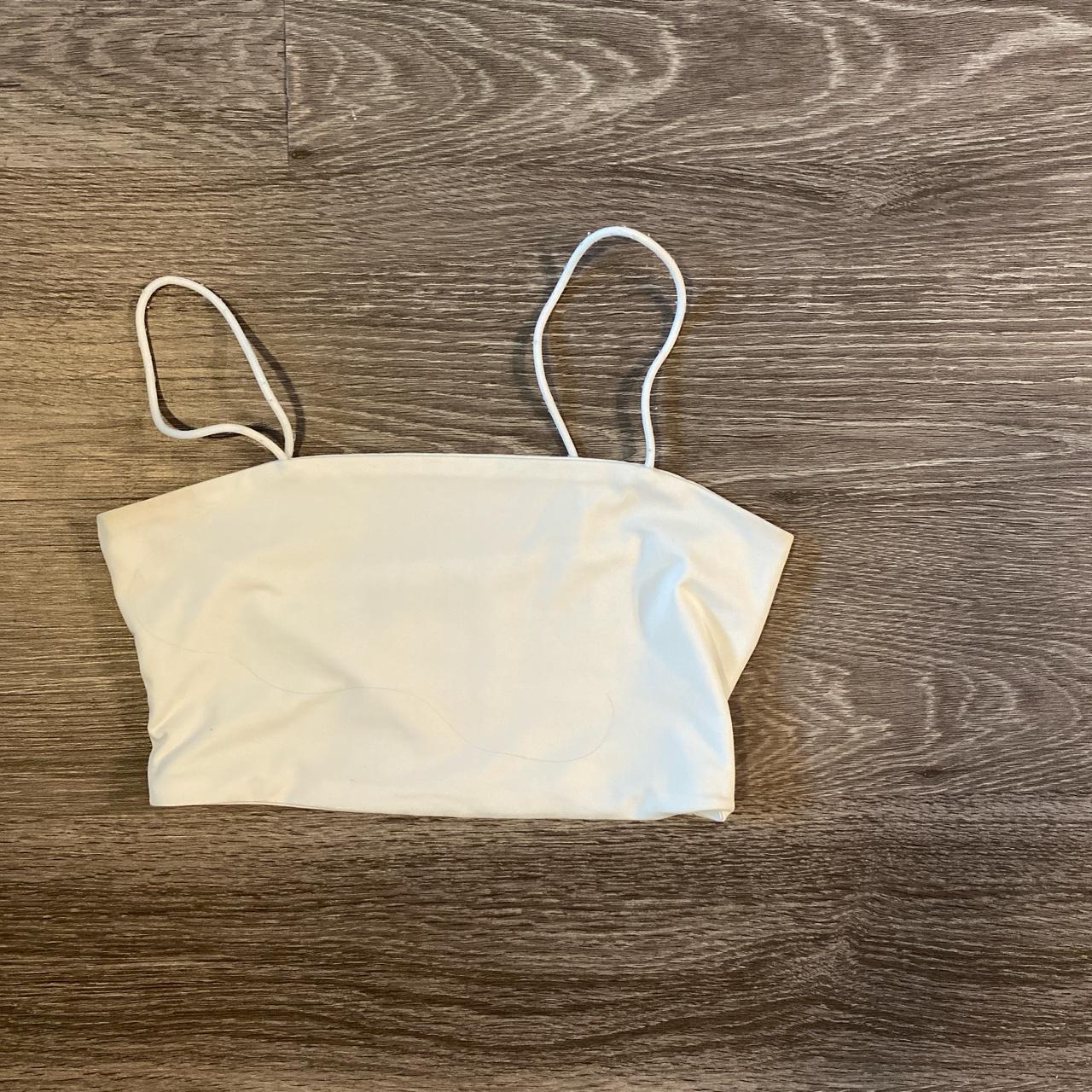 White cropped tank top Size xs Spaghetti straps In... - Depop